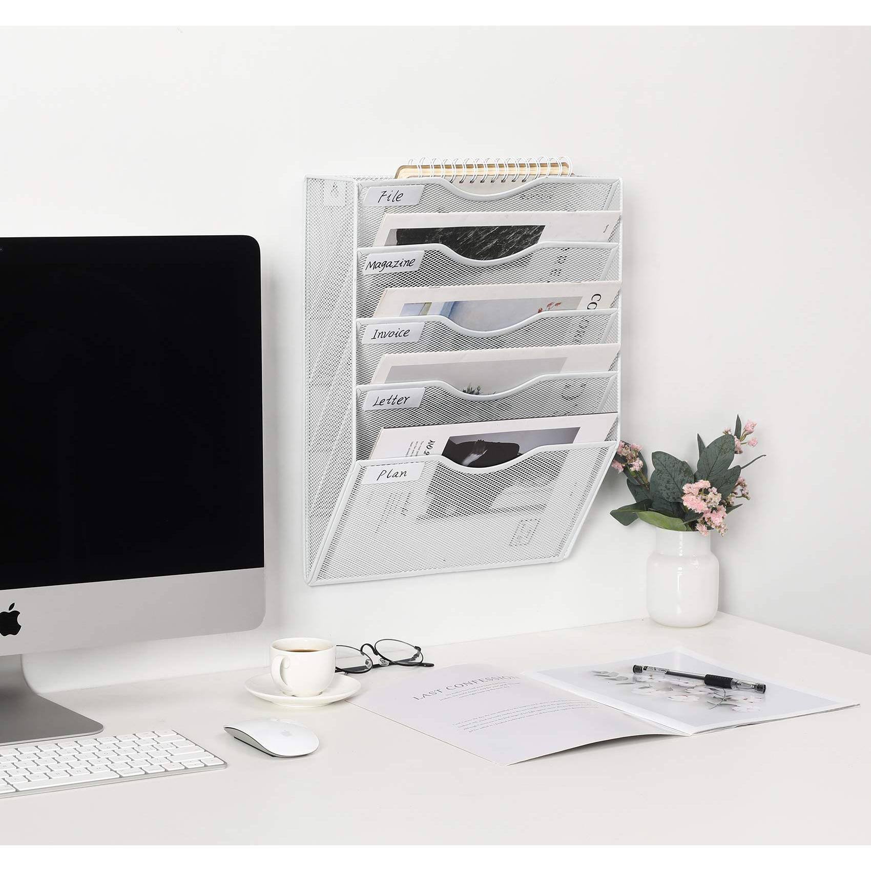 Dapper Styles Hanging Wall File Organizer 5 Pocket Mounted Mail ...