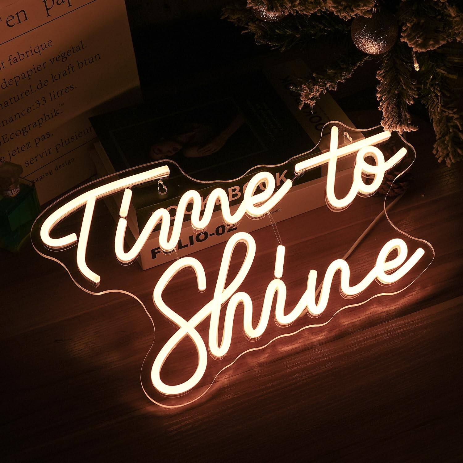 Auledio Time To Shine Neon Sign Warm Led Sign Neon Lights for Lover ...