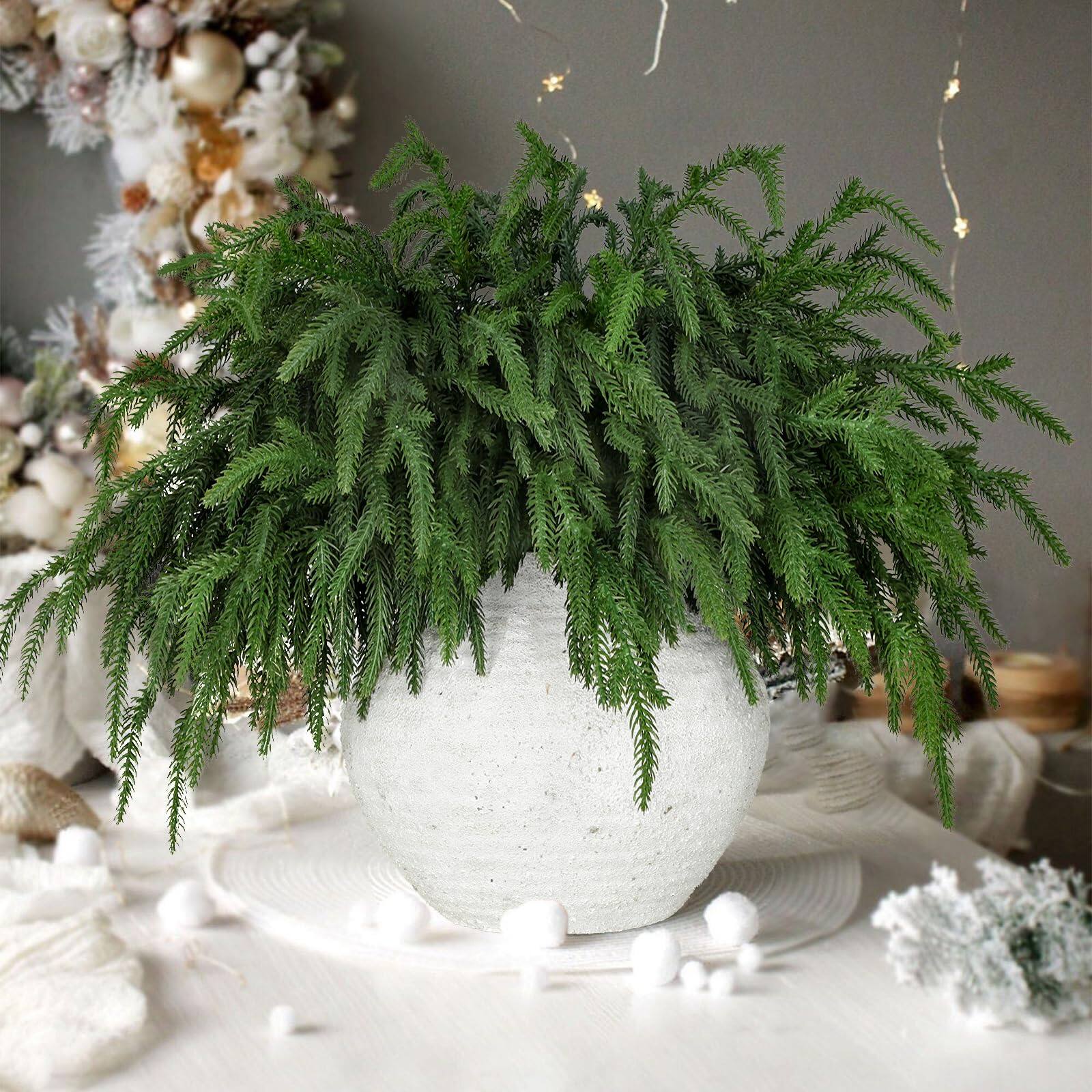 Stylel Star 12 Realistic Christmas Pine Branches Droopy Soft Bendable ...