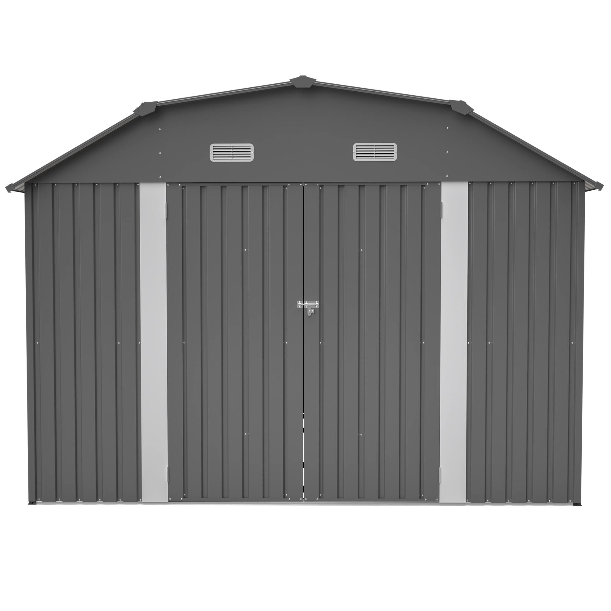Loheer 10x12 FT Gray Galvanized Steel Outdoor Storage Shed Heavy Duty ...
