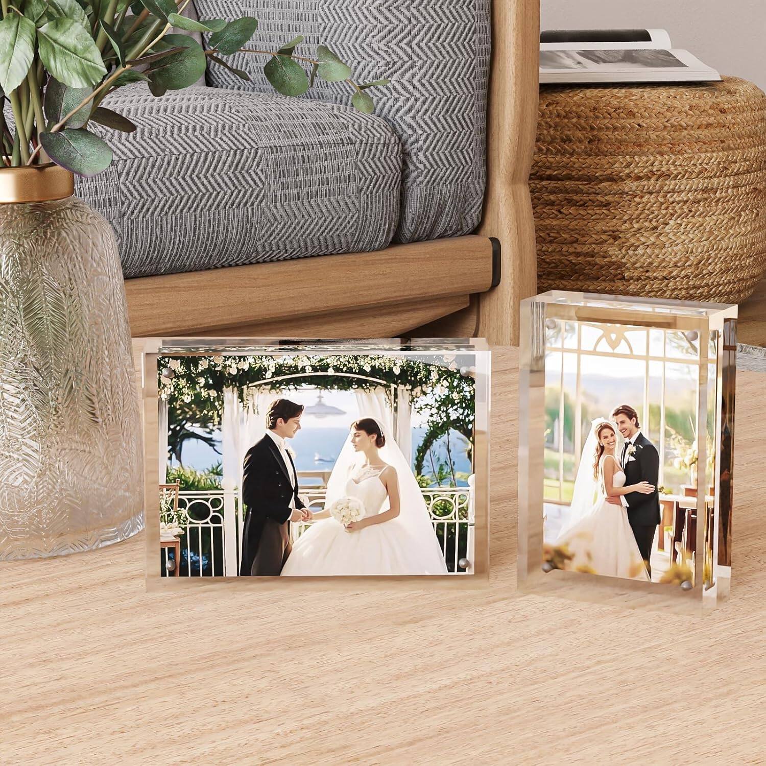 blue 5x7 Acrylic Frames 6 Pack, 20mm Thicker Frameless Clear Picture ...