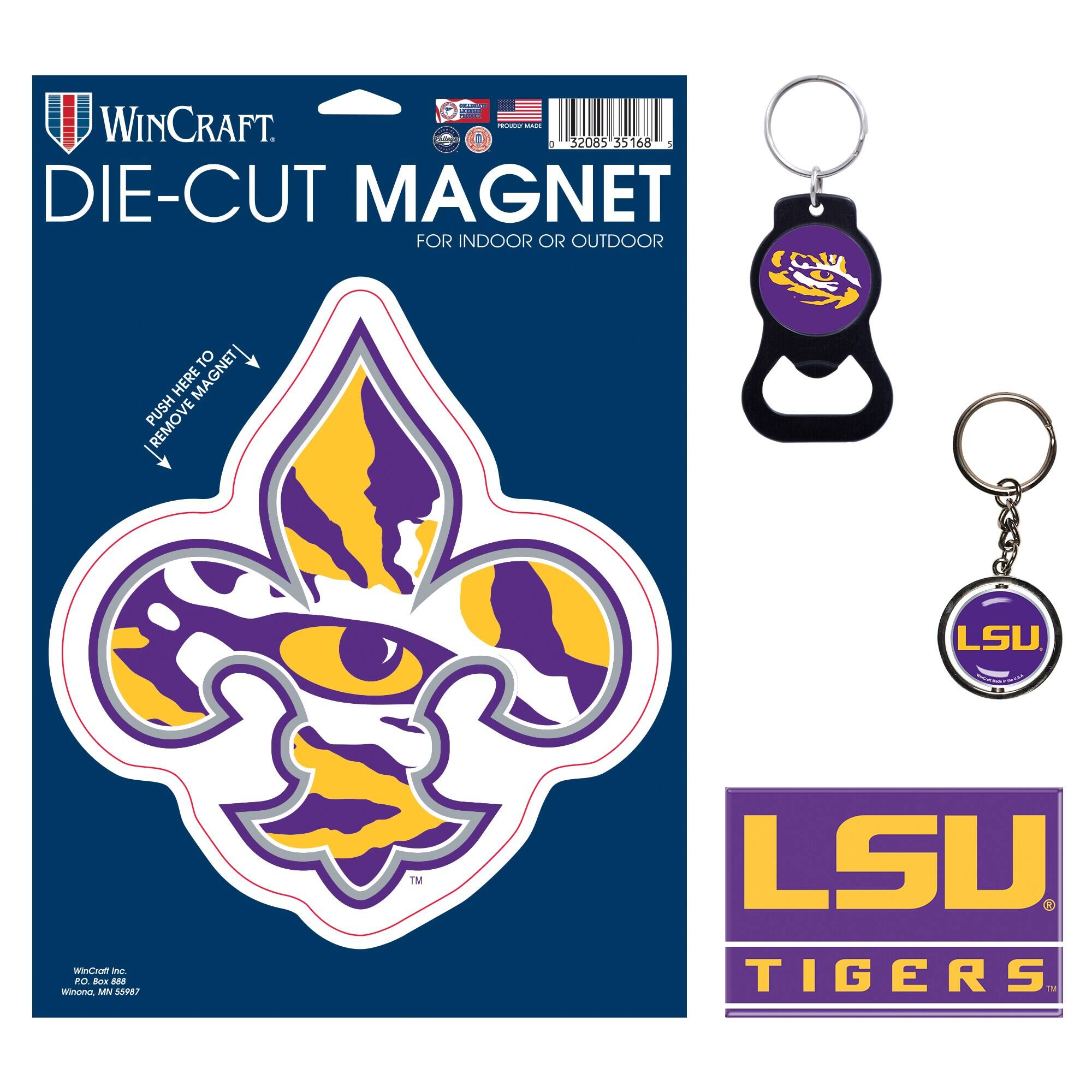 WinCraft LSU Tigers 4 Pack Key Rings and Magnets Set Multicolor ...
