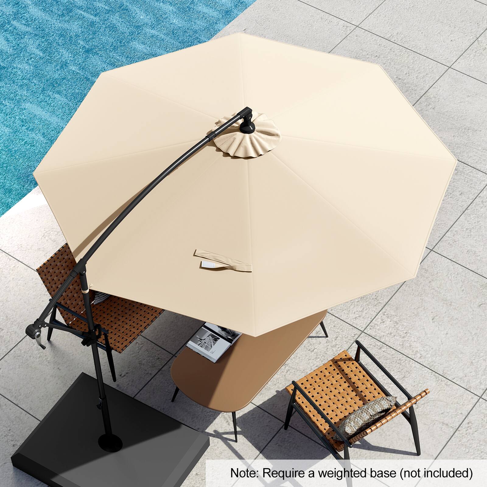Gymax 10 FT Patio Offset Umbrella w/ X shaped Base Infinite Tile & 360 ...