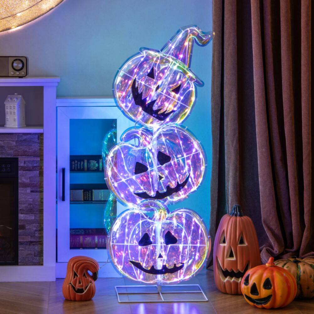 Boyel Living Halloween Decoration 150 LED Stacked Pumpkin Light Set ...
