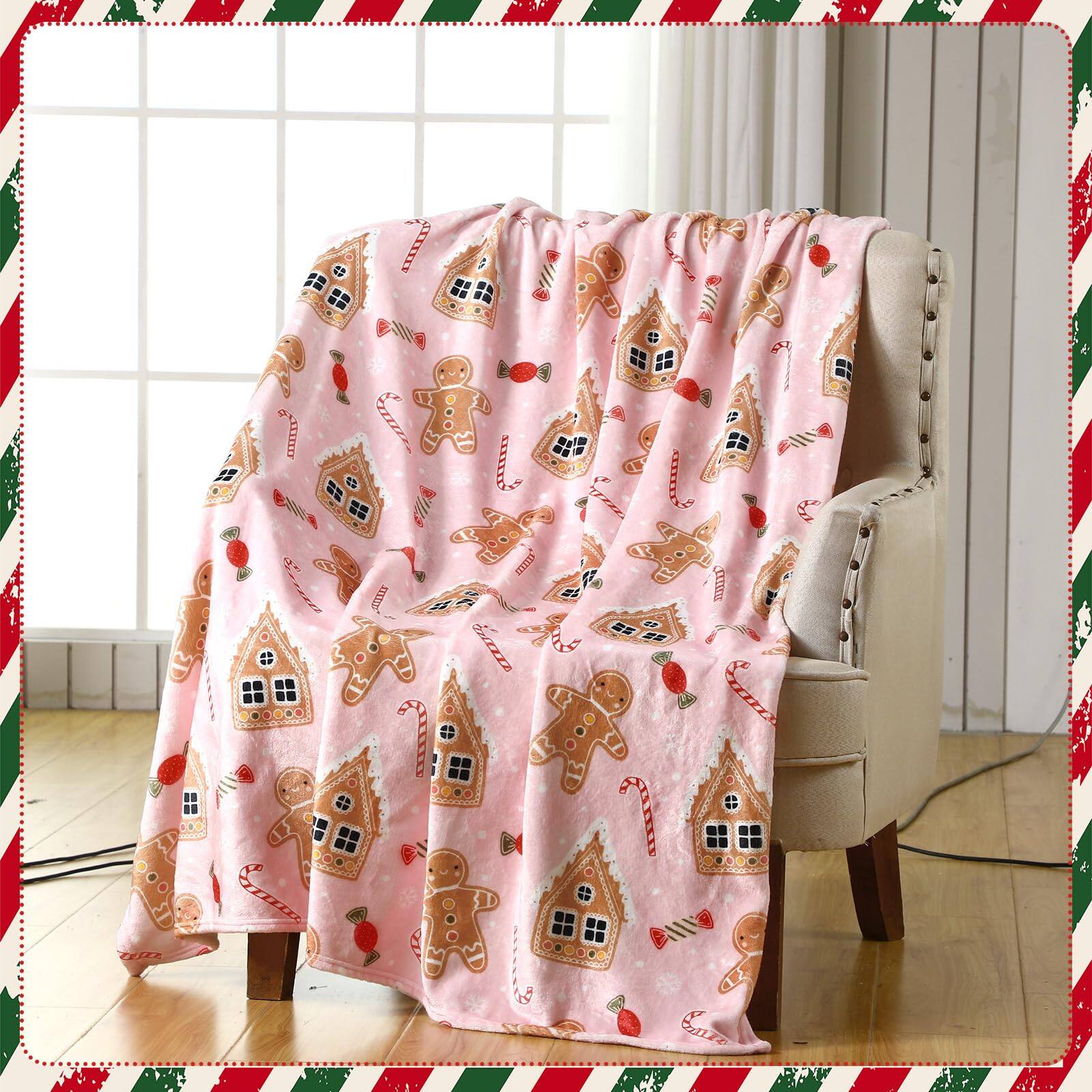 Dapper Styles 50 X Gingerbread Christmas Throw Blanket Cute Soft Warm ...