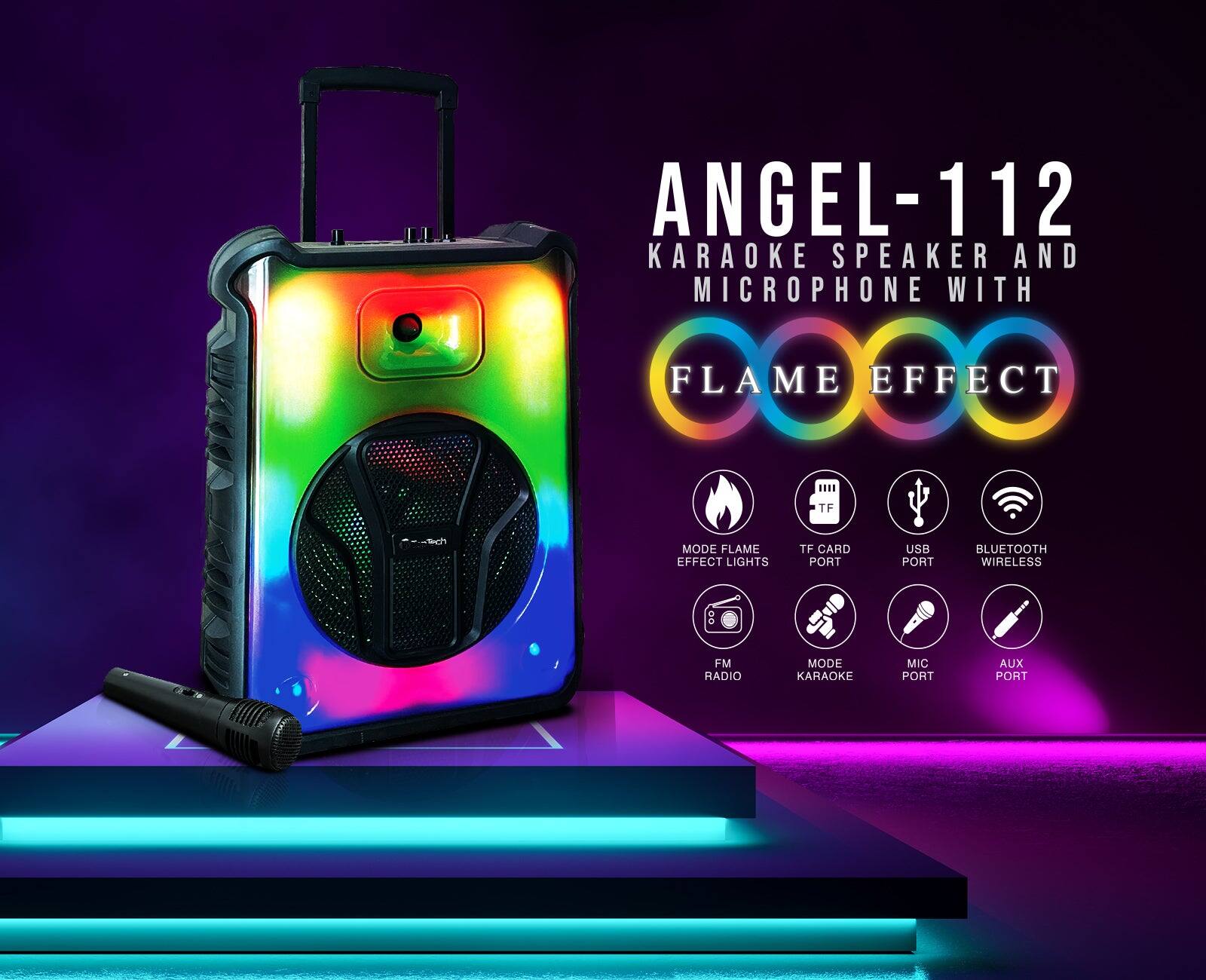 TopTech Angel 112 12" Bluetooth Speaker with Flame Effect Lights ...