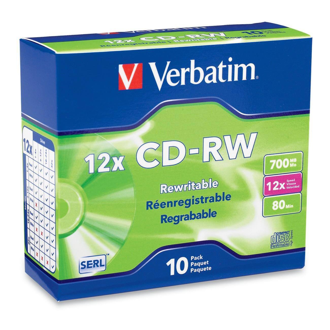 Customer Reviews: Verbatim CD Rewritable Media CD-RW 12x 700 MB 10 Pack ...