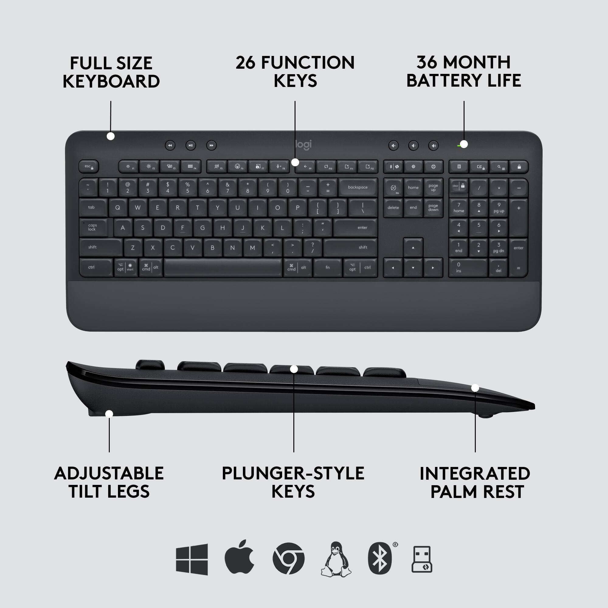 Logitech Signature MK650 Combo for Business Full size Wireless Keyboard ...