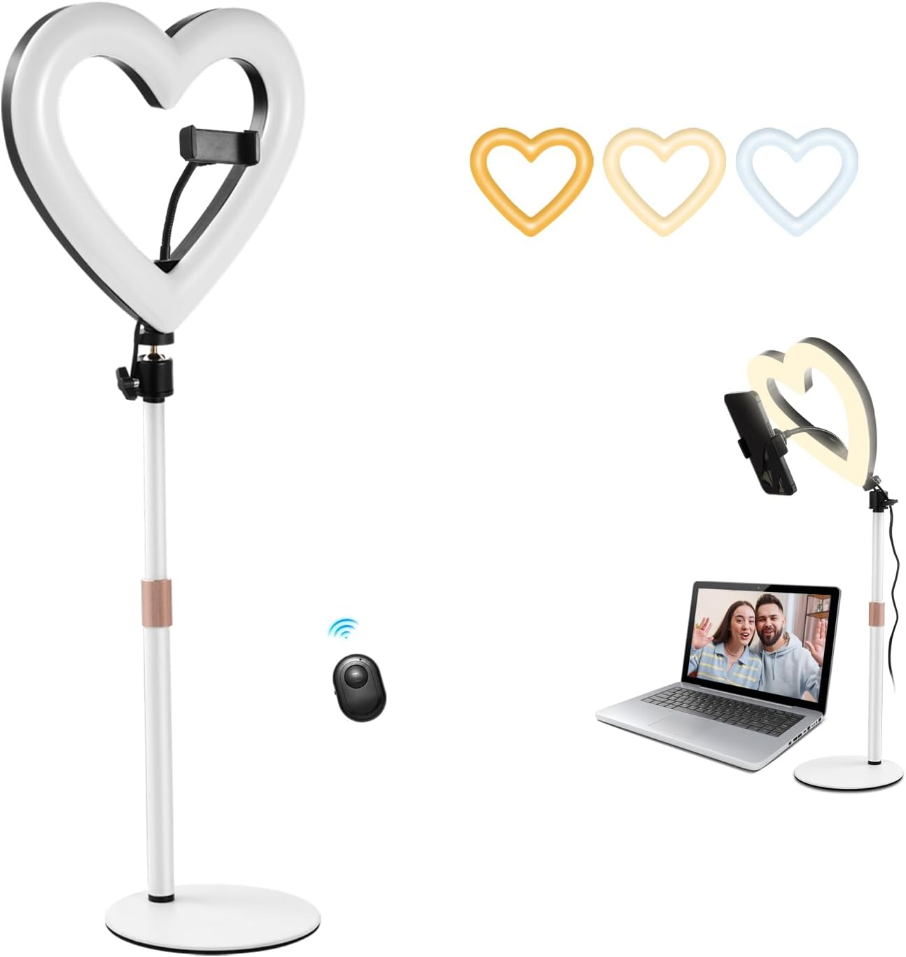 Schertz 10" Heart Shaped RGB Ring Light with Stand – 47 Colors, 10 ...