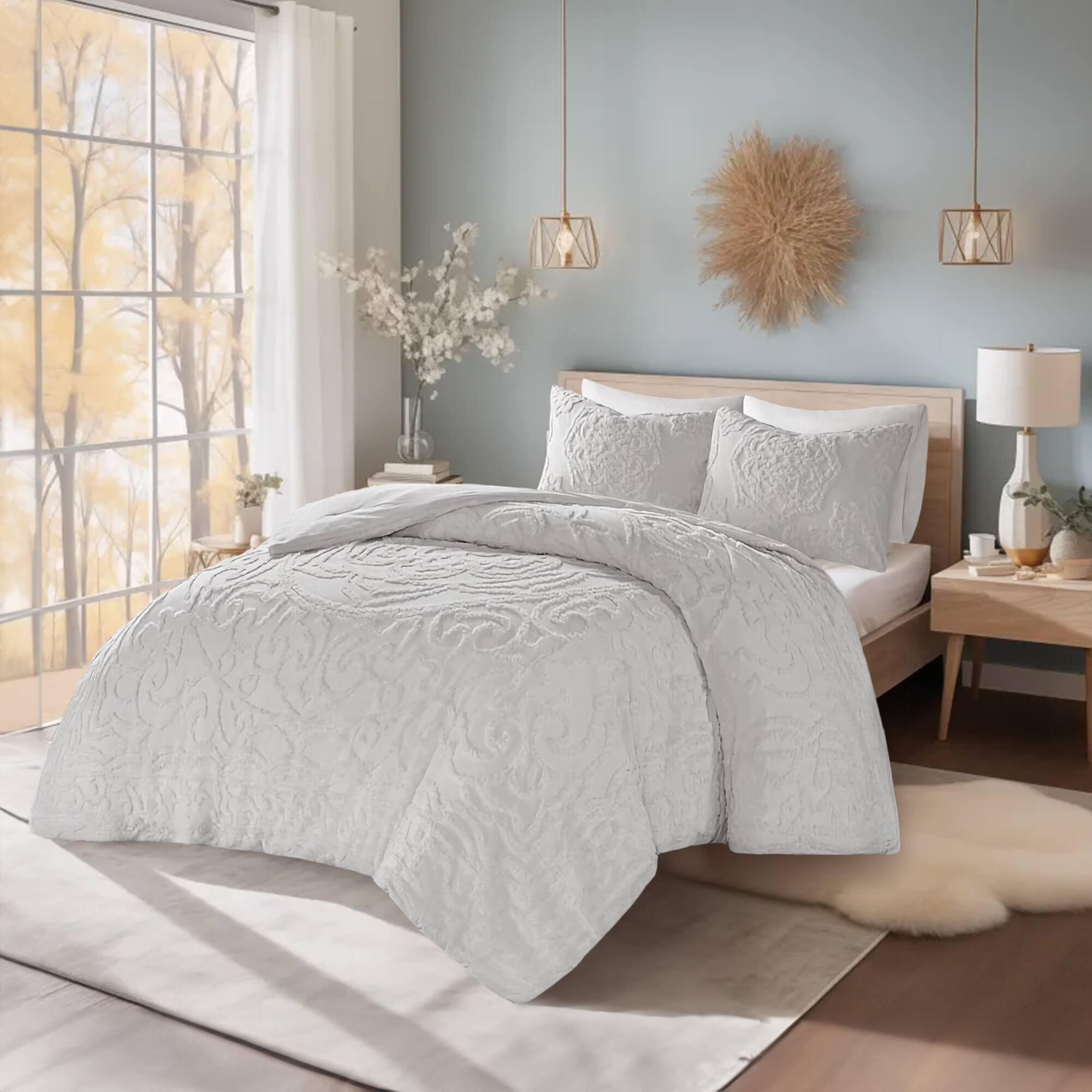 Gracie Mills Ray 3 Piece Boho Inspired Tufted Cotton Chenille Medallion ...