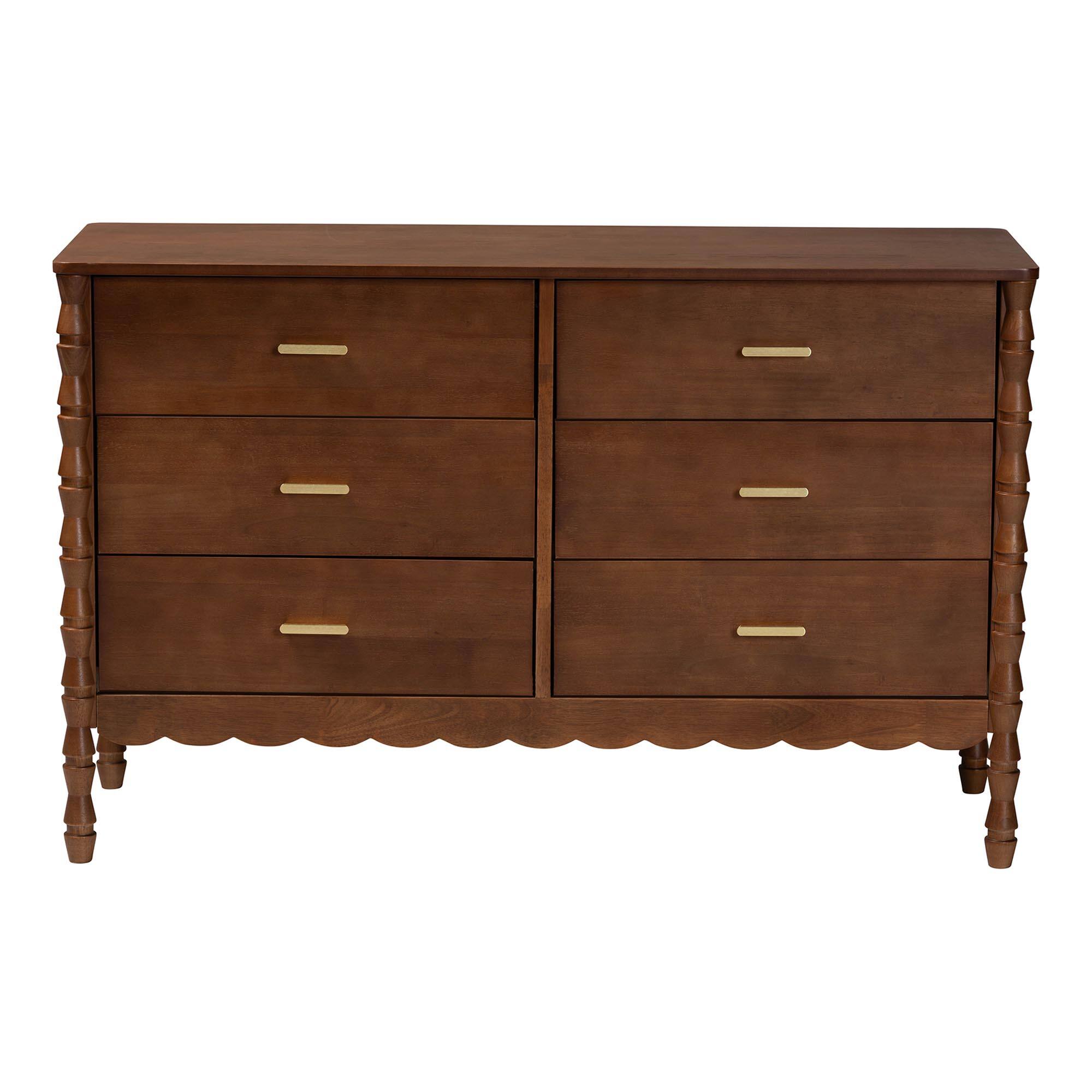 Baxton Studio Danette Bobbin Wood 6 Drawer Dresser Walnut Brown - Best Buy