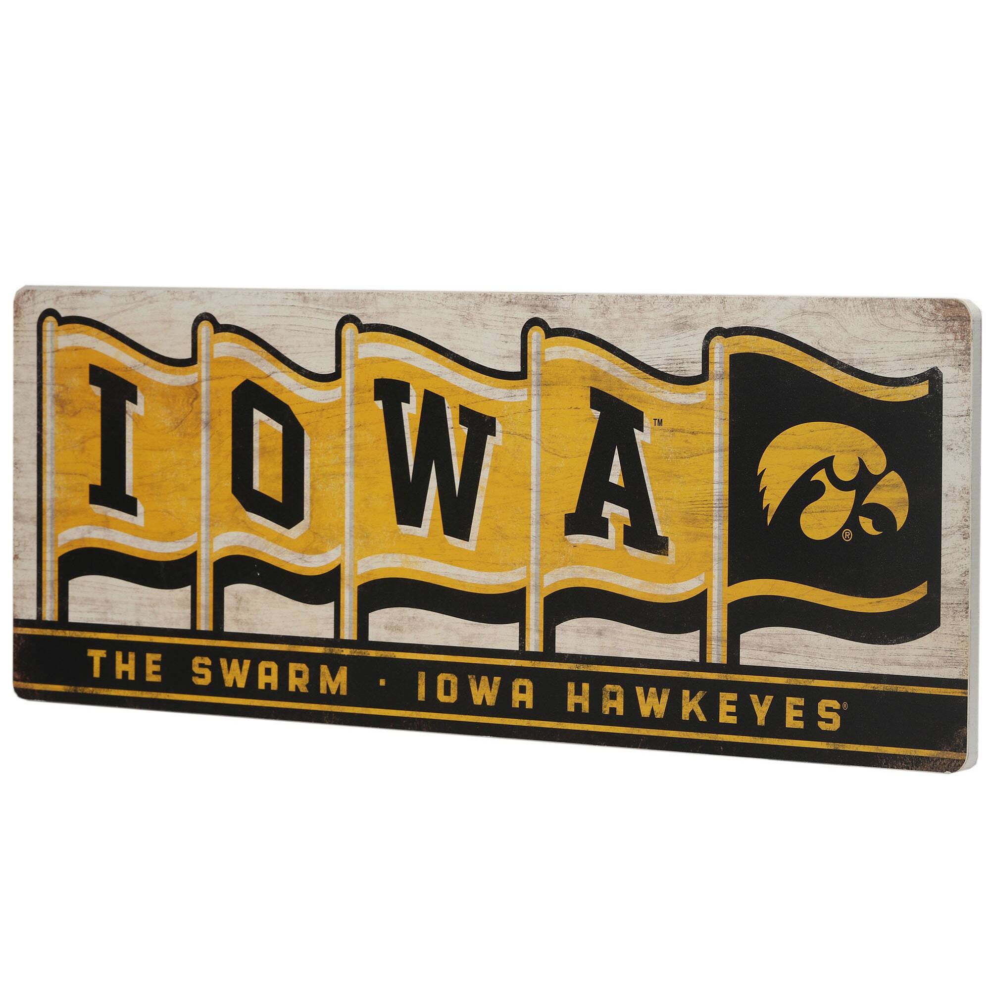 Open Road Brands Iowa Hawkeyes 28'' x 10'' Team Tradition Wood Sign ...
