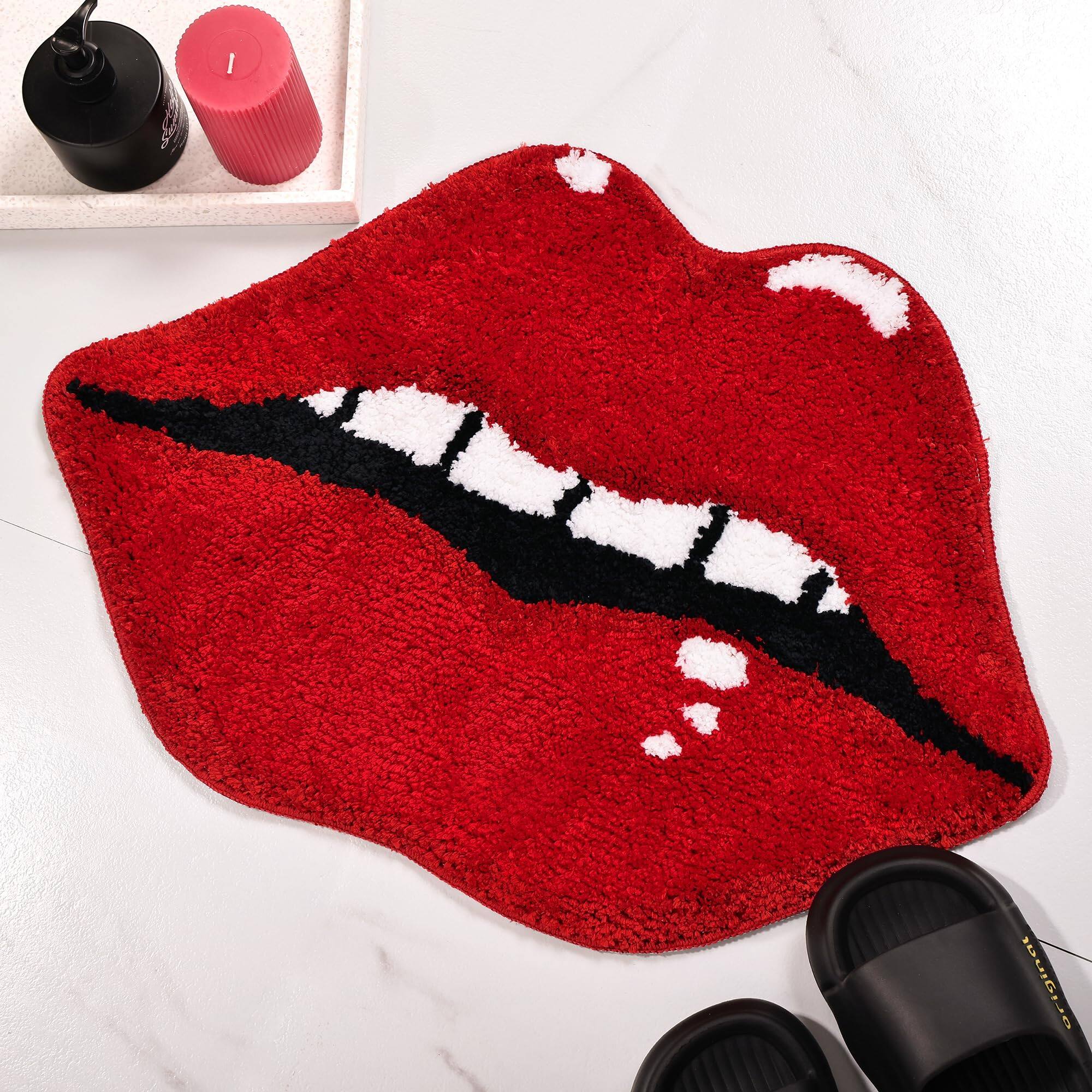 Paradigms Interiors Lips Shaped Bathroom Rug Cute Bath Mat Non Slip ...