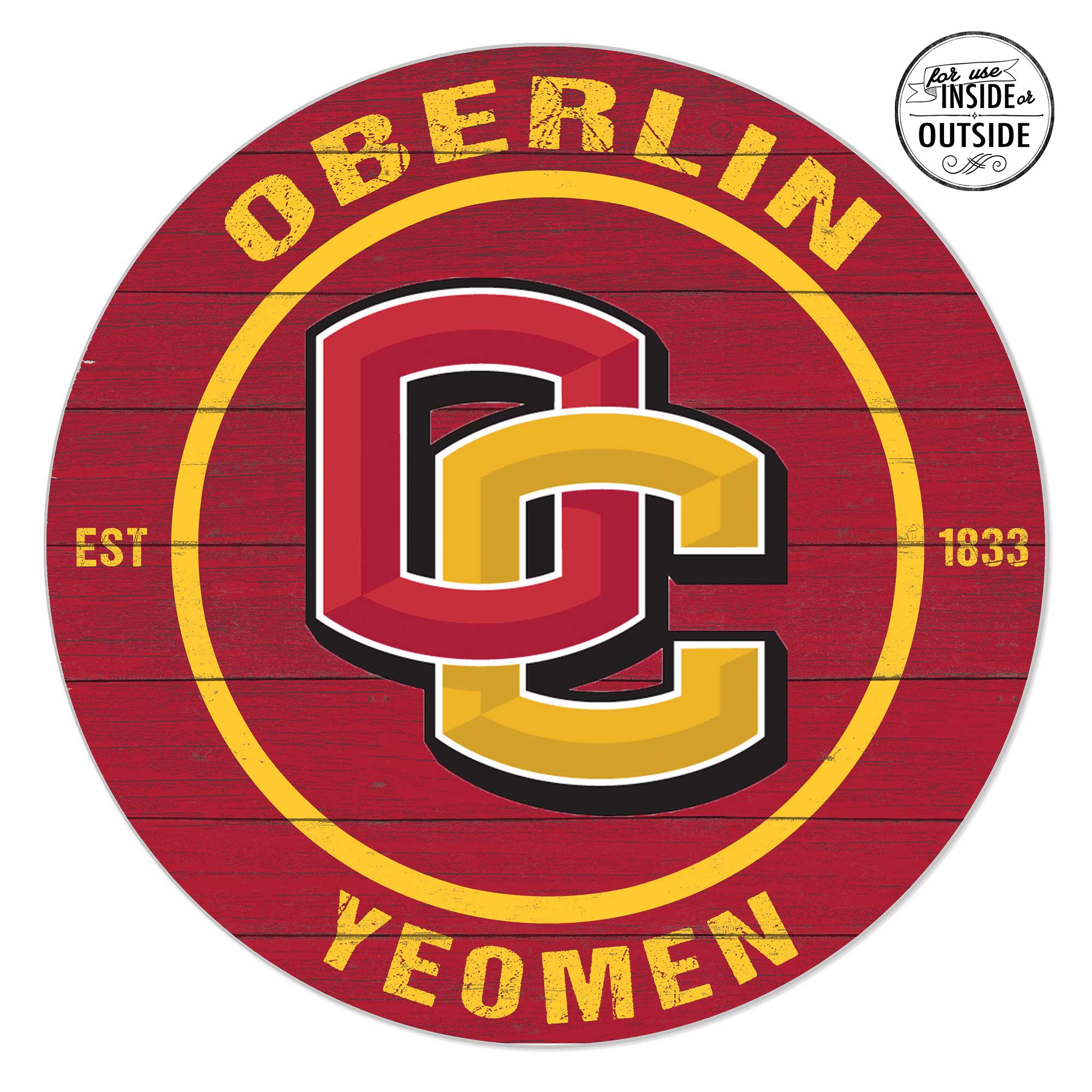 Jardine Oberlin Yeomen 20" x 20" Indoor/Outdoor Circle Sign Red 5184521 ...