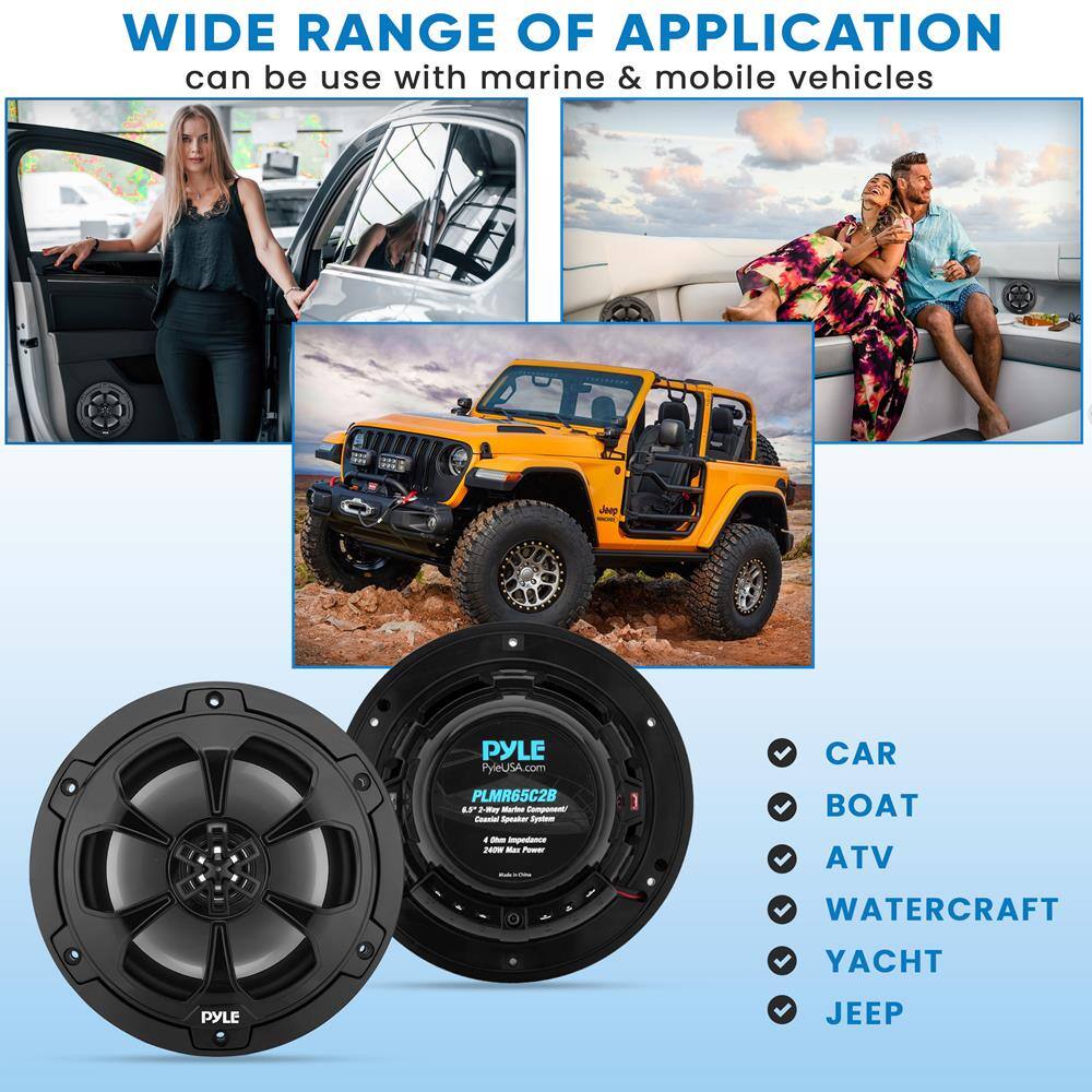 PYLE Two Way Marine Speaker System, One Pair Black PLMR65C2B - Best Buy