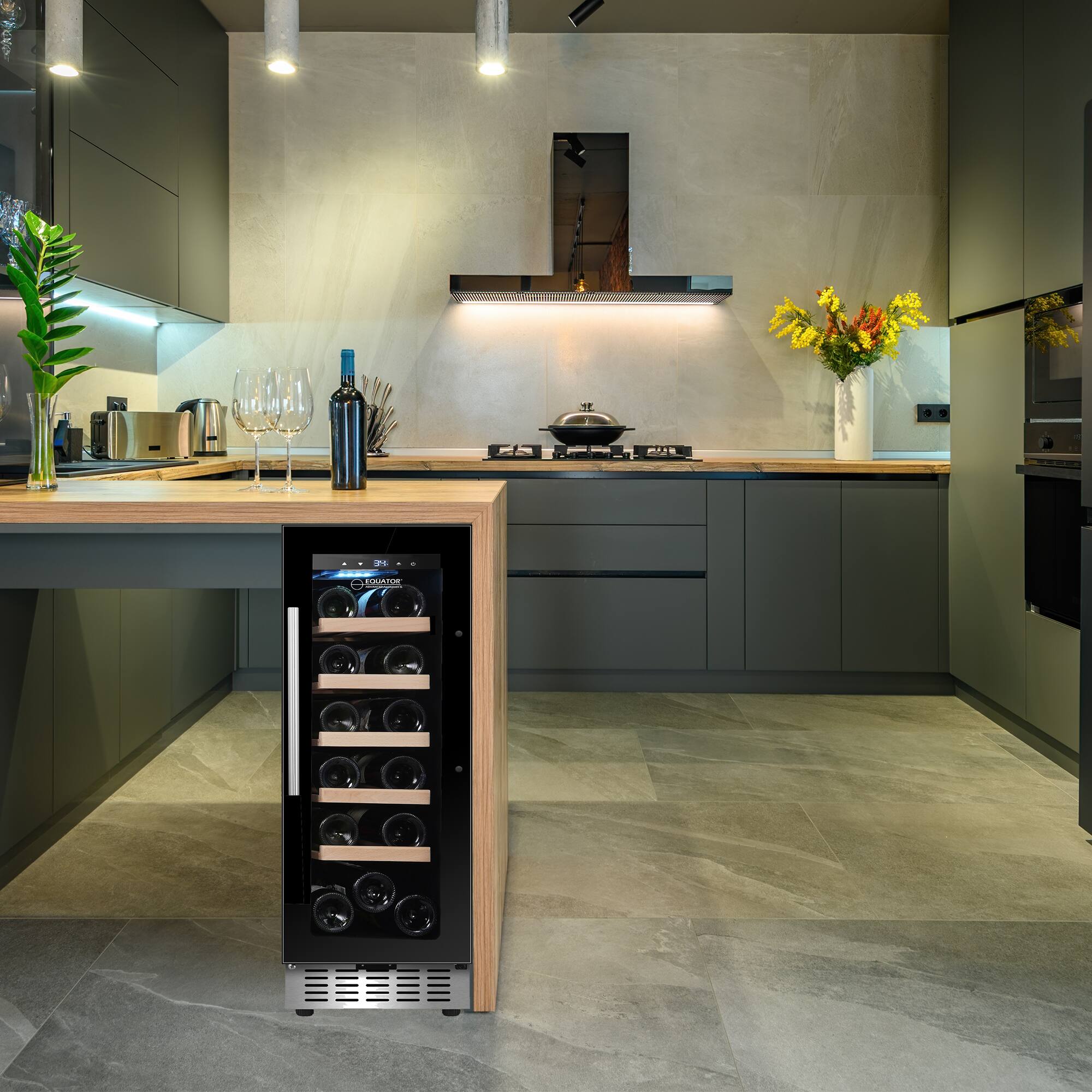 Equator 11" 18 Bottle Wine Cooler: Built In/Freestanding, 41°F−71.6°F ...