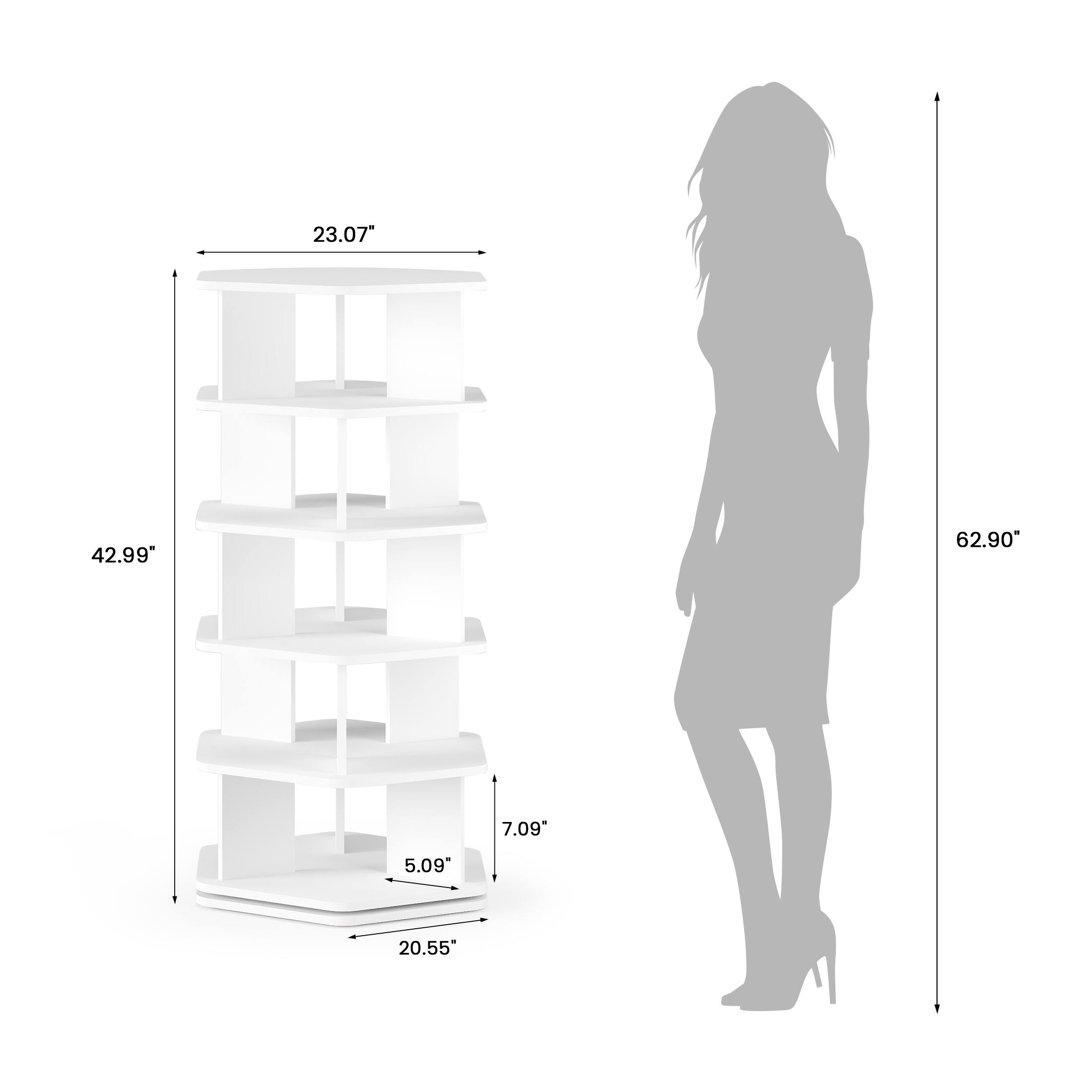 Skyzoo 360° Rotating Shoe Rack 5 Tier Hexagon Spinning Shoe Organizer ...