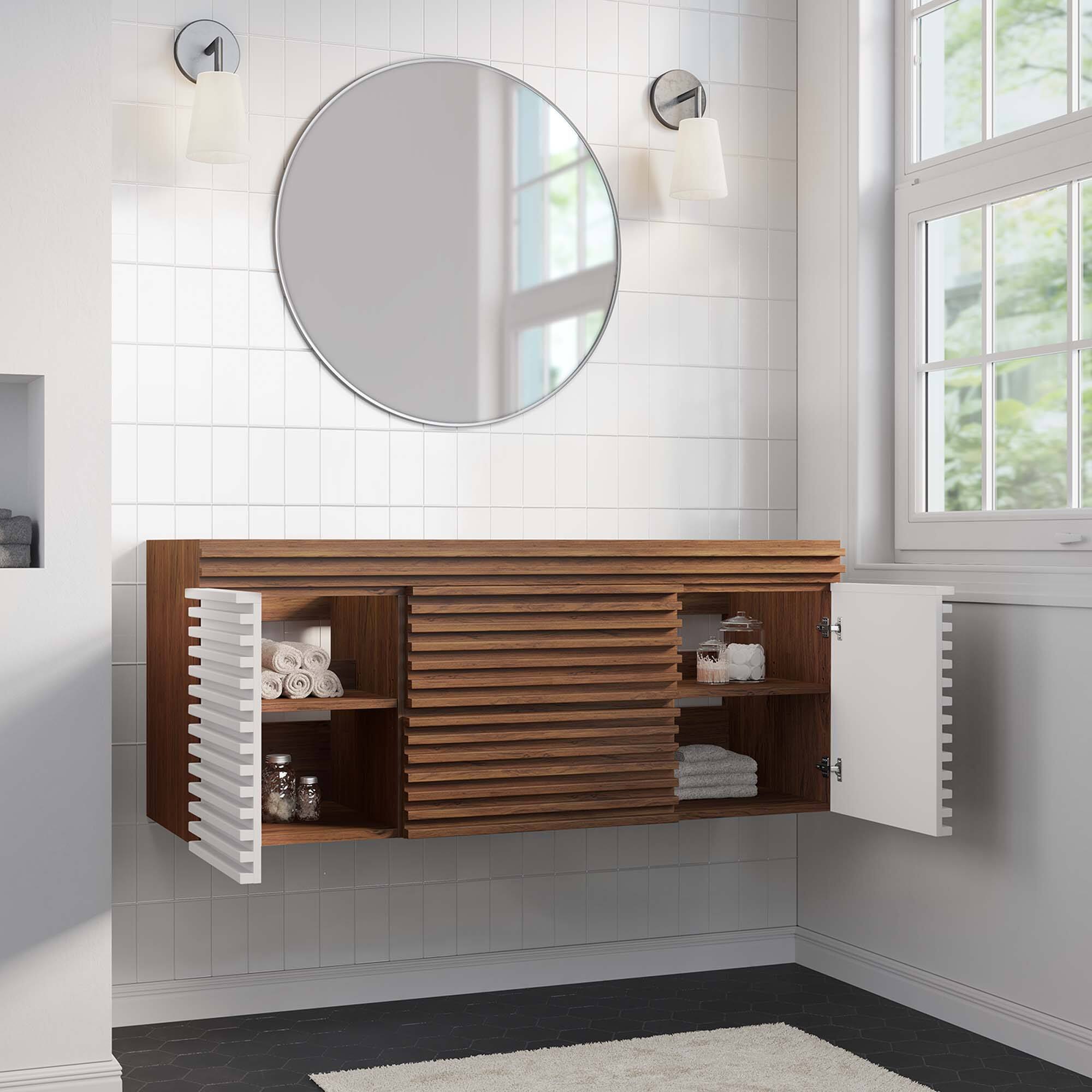Render 48" Wall Mount Bathroom Cabinet Basin Not Included by Modway ...