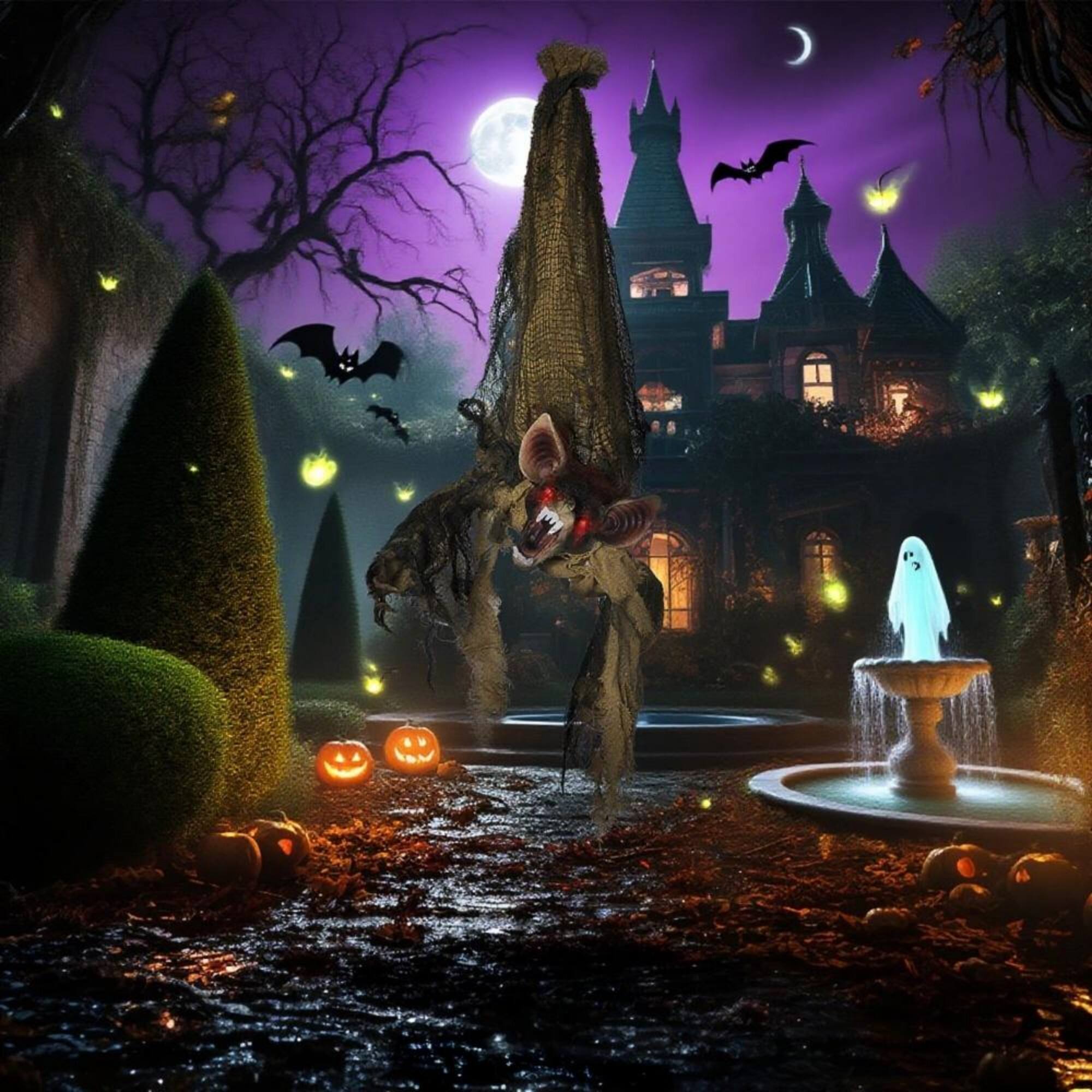 Ecooso Animated Hanging Vampire Bat Halloween Decoration with Sound and ...