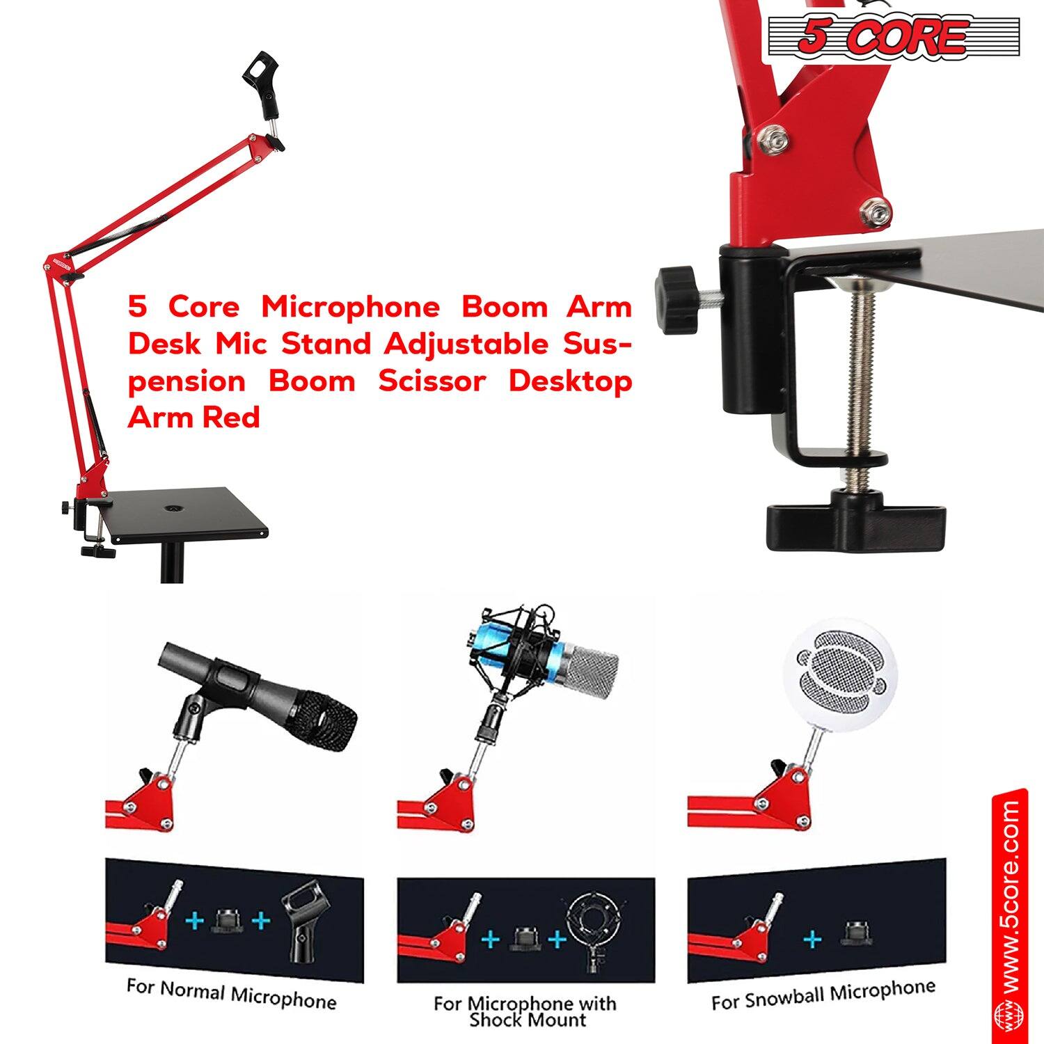 5 CORE Microphone Boom Arm Desk Mic Stand Adjustable Clamp Suspension ...