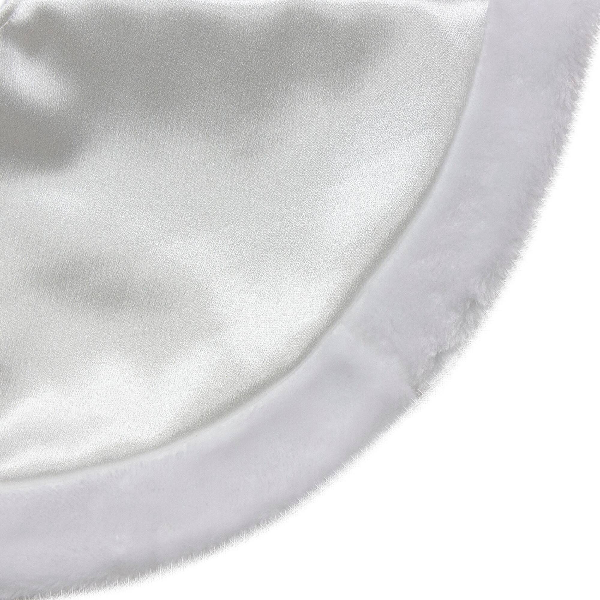 Northlight Mini Satin Christmas Tree Skirt with Faux Fur 20" White ...