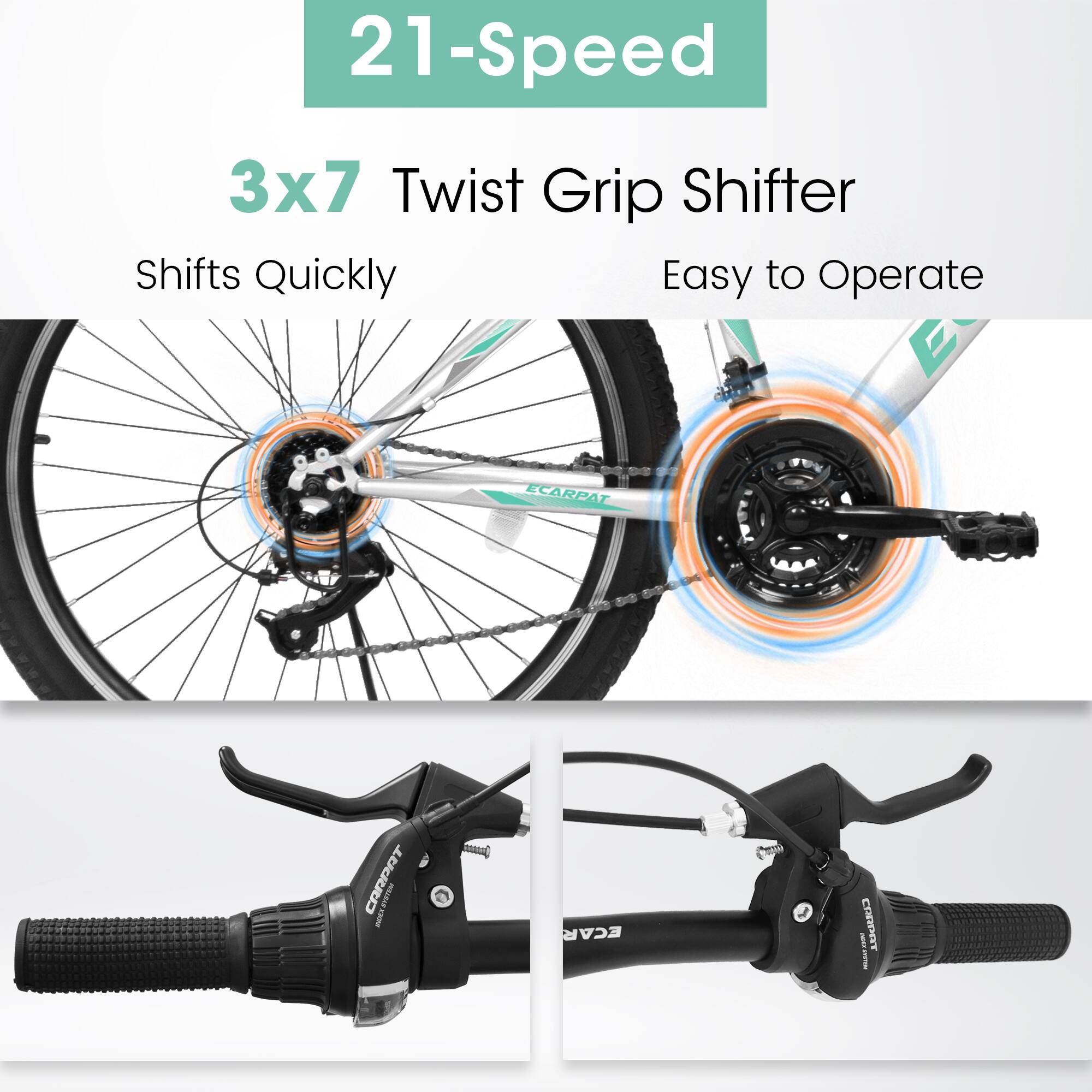 APRILSOUL 26 Inch Mountain Bike 21 Speed Front Suspension Carbon Steel White SF-WO-W2563P180664 ...