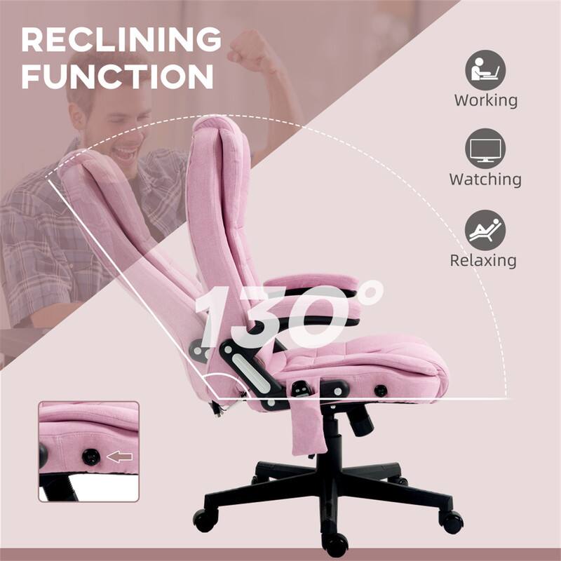 HTUTWOO 6 Point Vibrating Massage Office Chair with Heat Linen High ...