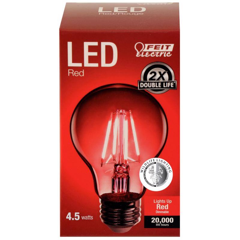 FEIT ELECTRIC Filament A19 E26 (Medium) LED Bulb Red 30 Watt ...