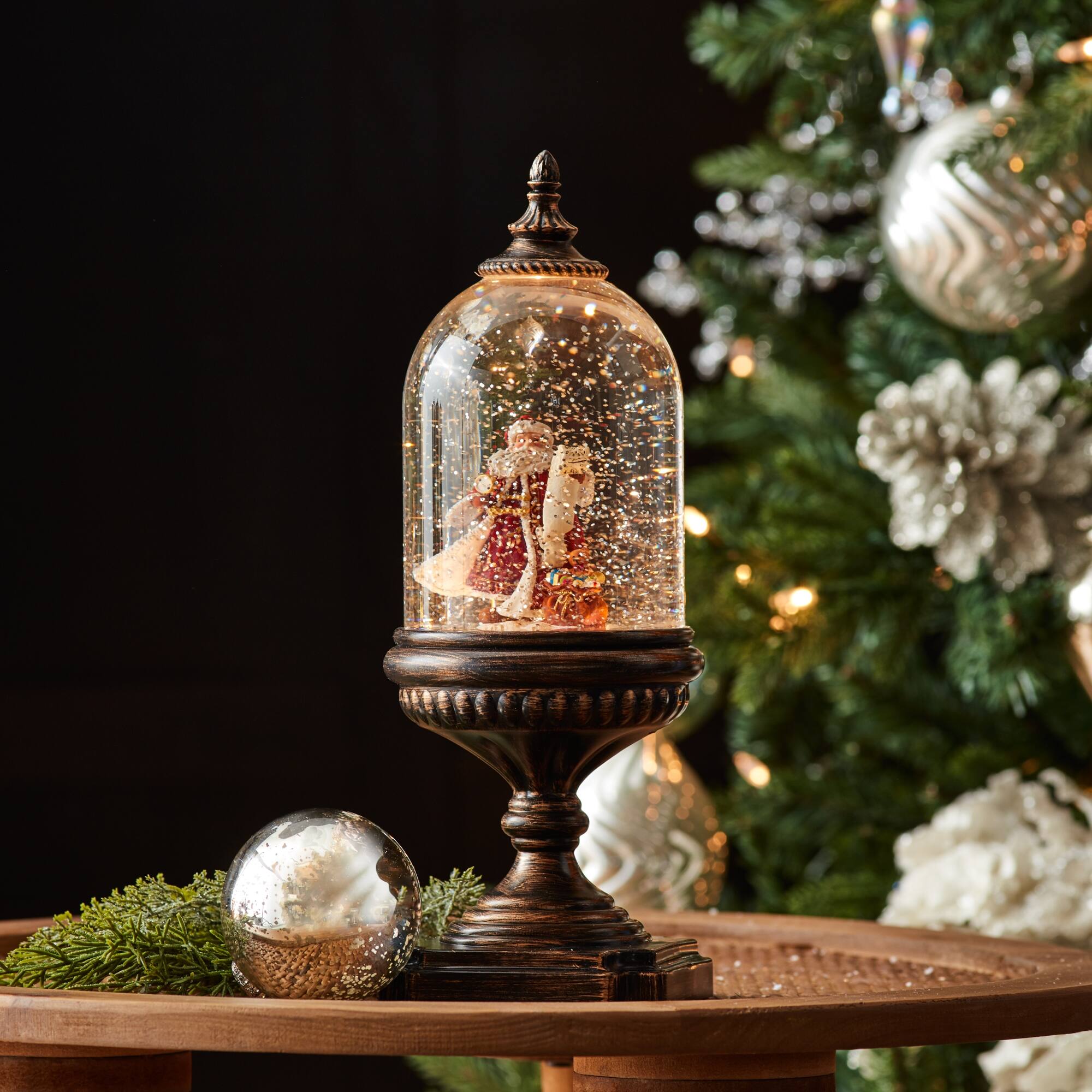 BreeBe LED Snow Globe with Santa and Toy Bag 12.5"H Bronze, Red 90062DS ...