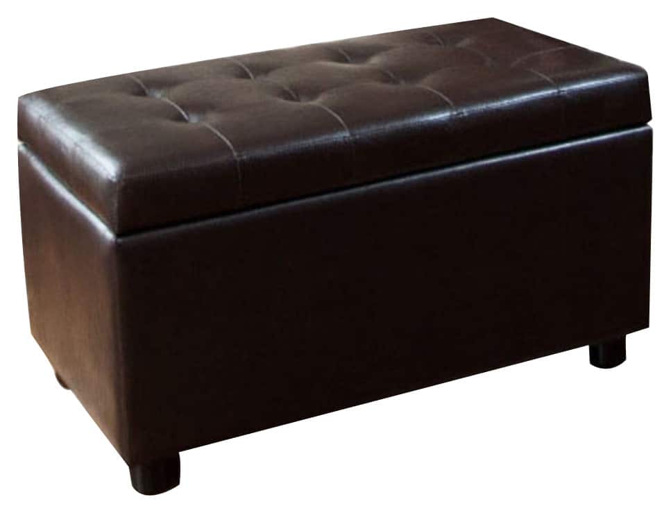 Best Buy: Simpli Home Cosmopolitan Storage Ottoman Dark Brown S-38