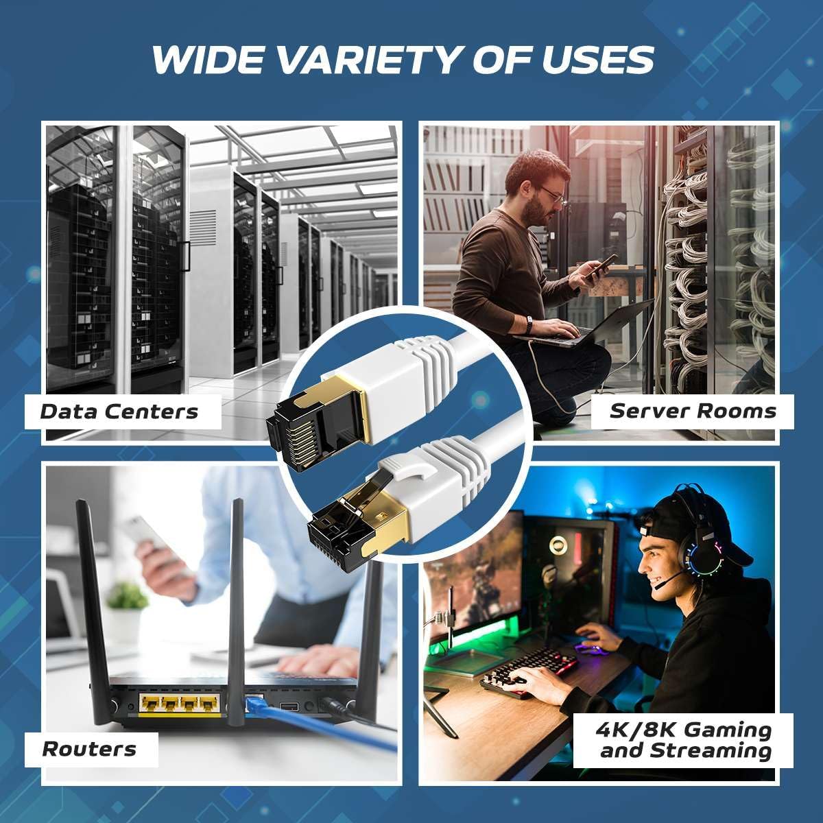 Cables Direct Online Cat8 Ethernet Cable 15F, 40Gbps High Speed RJ45 ...