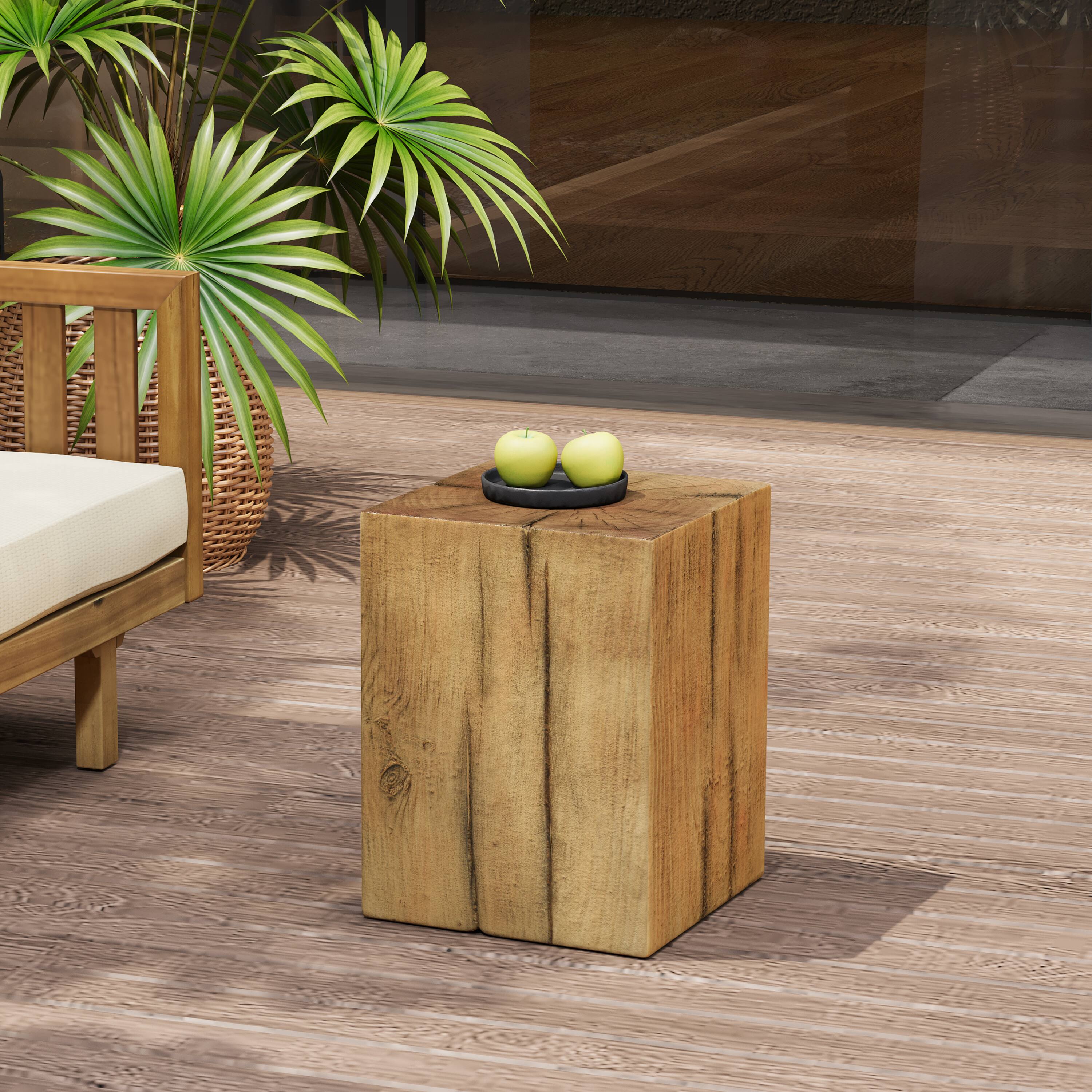 APRILSOUL Wood Look Square Column MGO End Table Wood Like Distressed ...