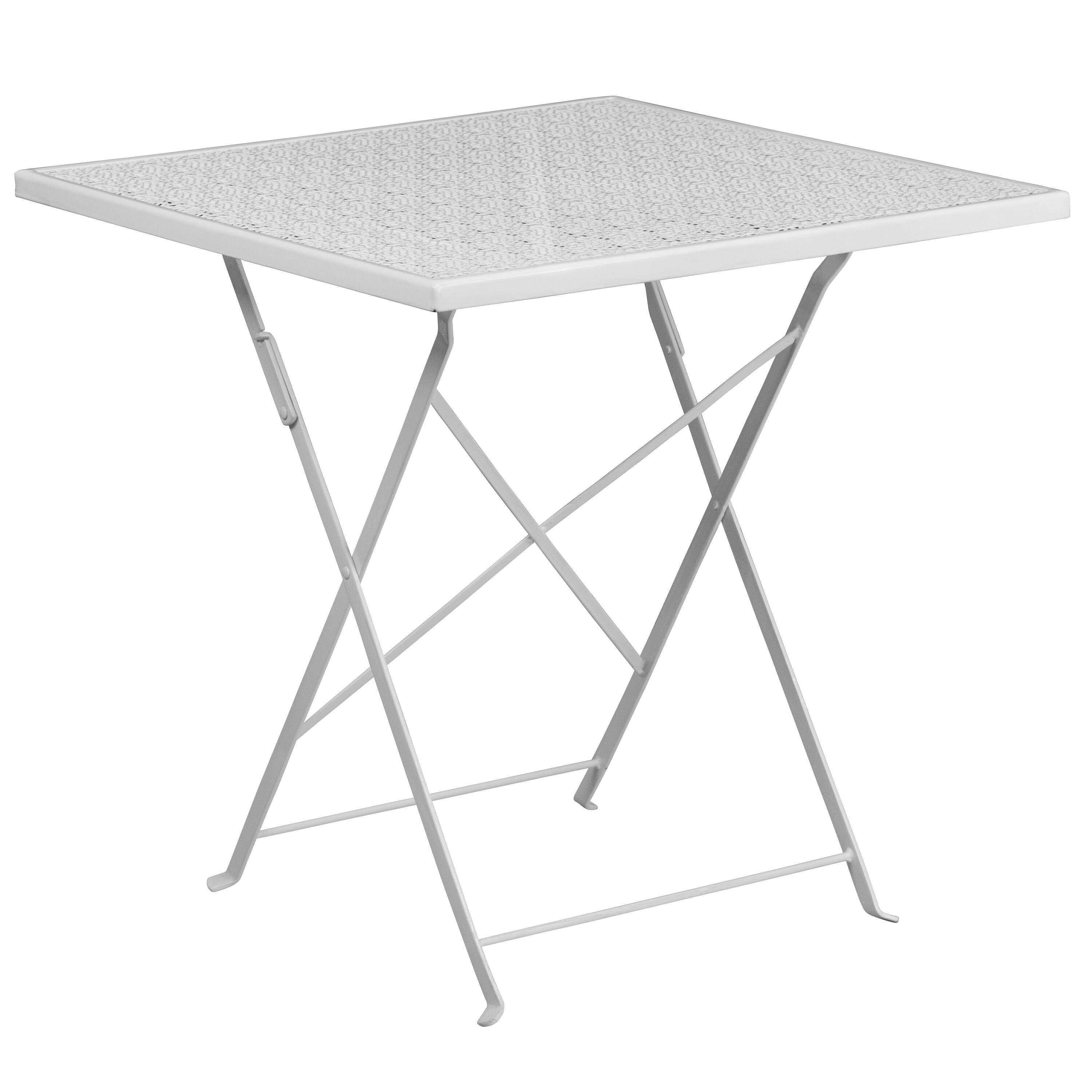 Emma + Oliver Commercial Grade 28" Square Metal Folding Patio Table Set ...