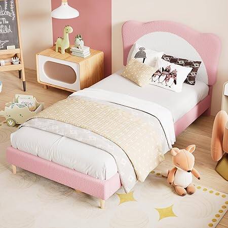 GARVEE Twin Size Princess Bed Frame for Kids With Panda Shaped ...