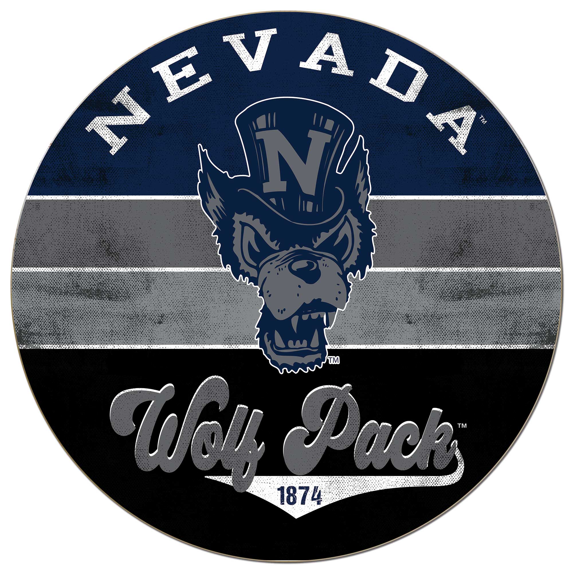 Jardine Nevada Wolf Pack 20'' x 20'' Retro Logo Circle Sign Navy ...