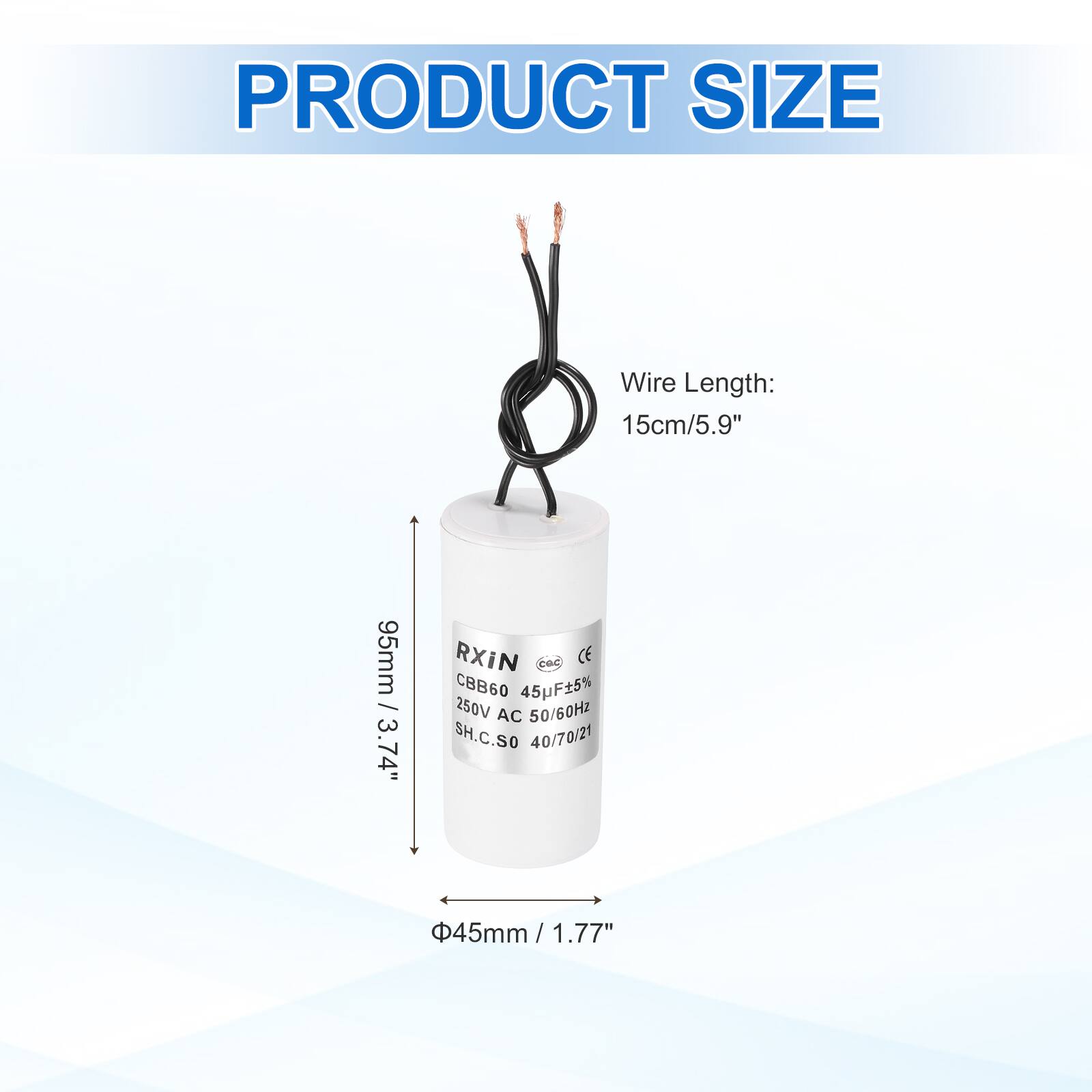 Unique Bargains 45uF CBB60 Running Capacitor, AC 250V Cylinder 2 Wire ...