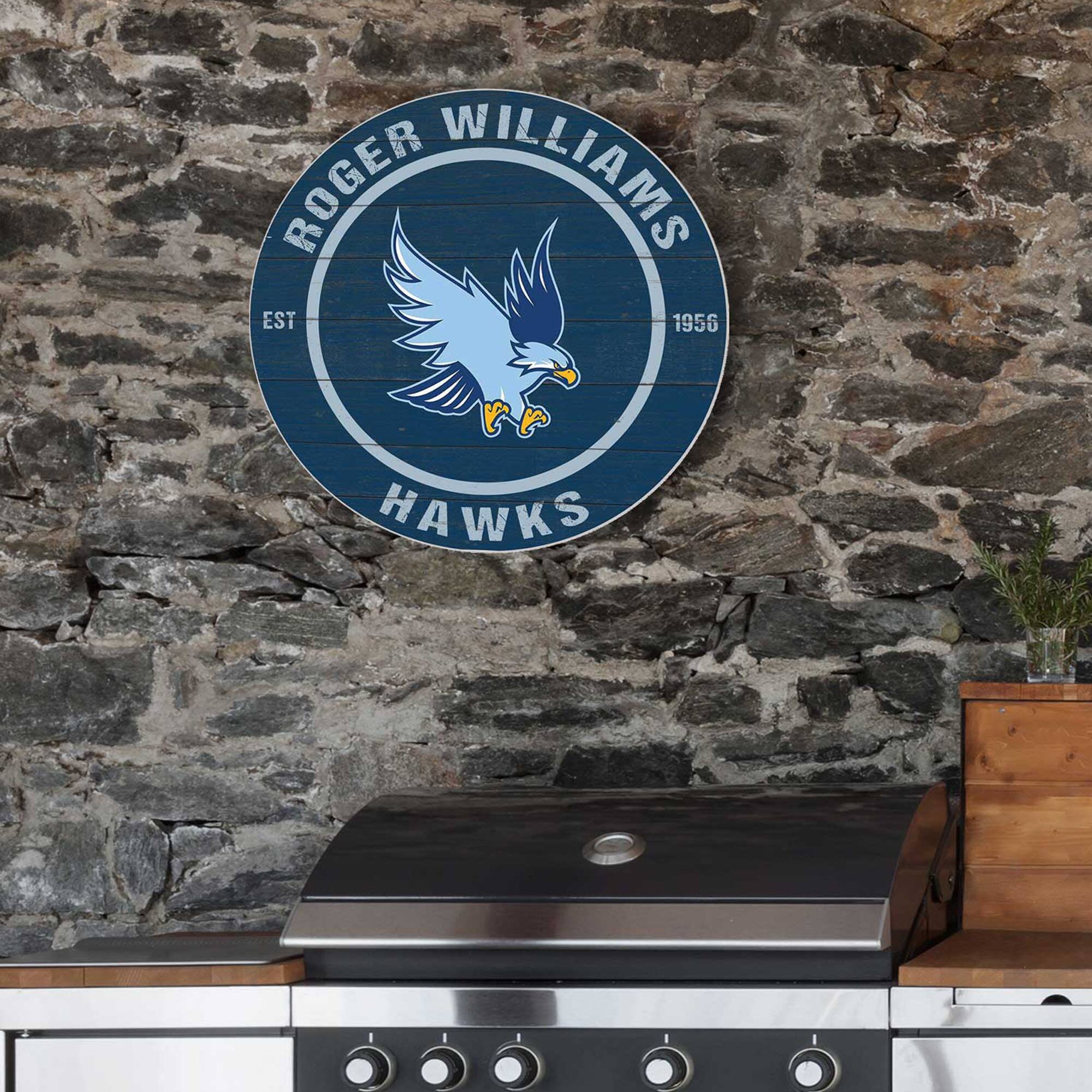 Jardine RWU Hawks 20'' x 20'' Indoor/Outdoor Weathered Circle Sign Blue ...
