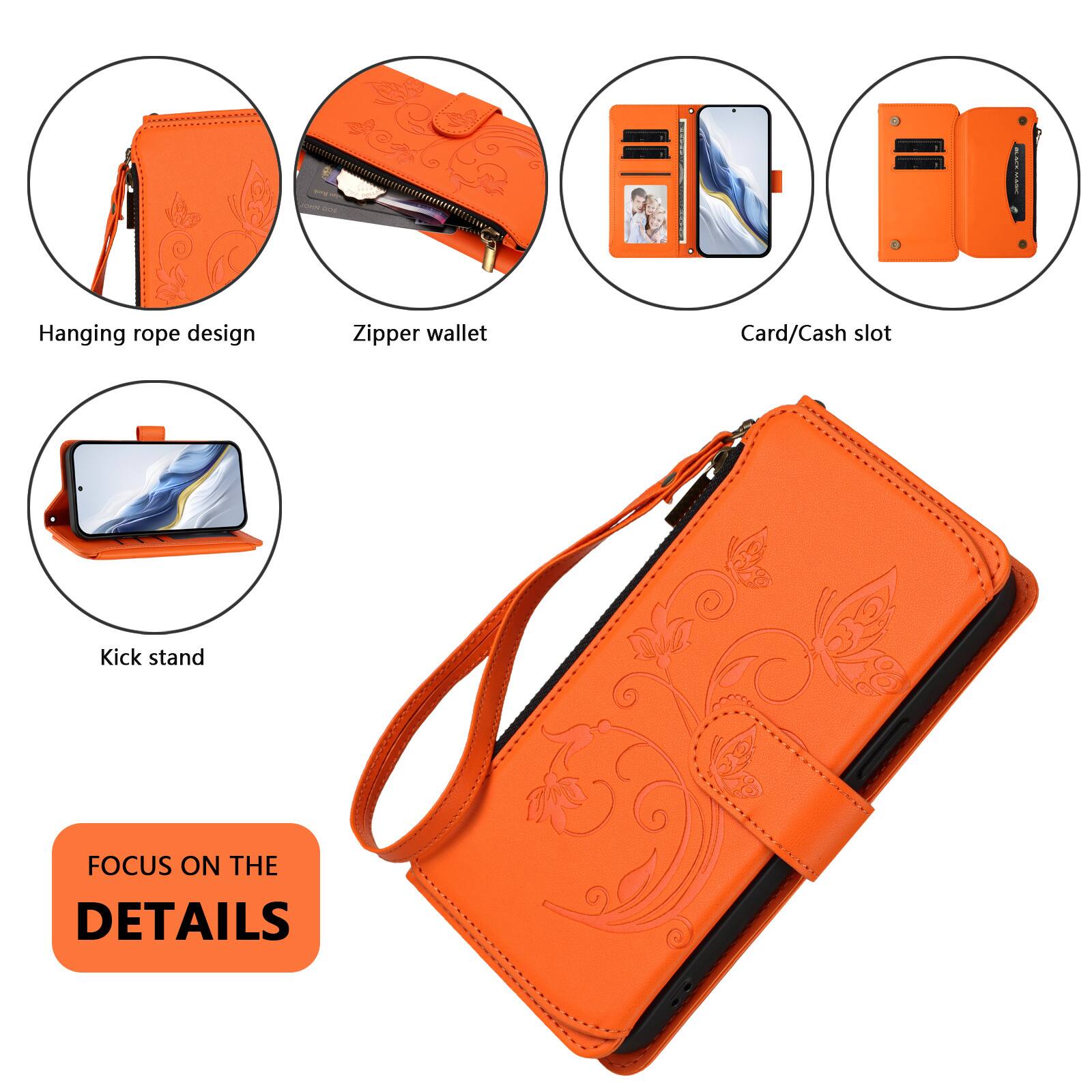 Dteck Butterfly Flower Wallet Case for Apple iPhone 17,Crossbody Zipper ...