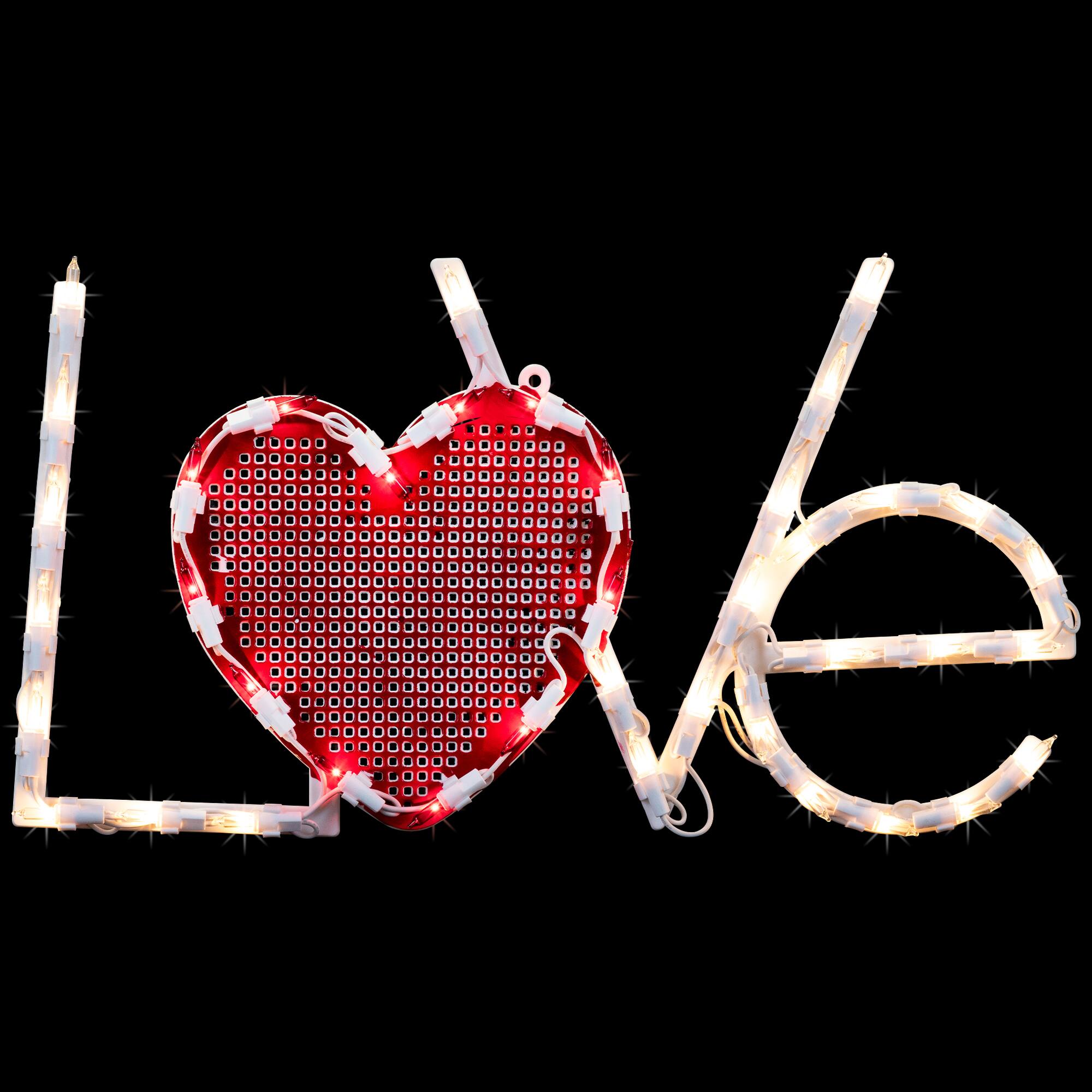 Northlight Lighted "Love" with Heart Valentine's Day Window Silhouette ...