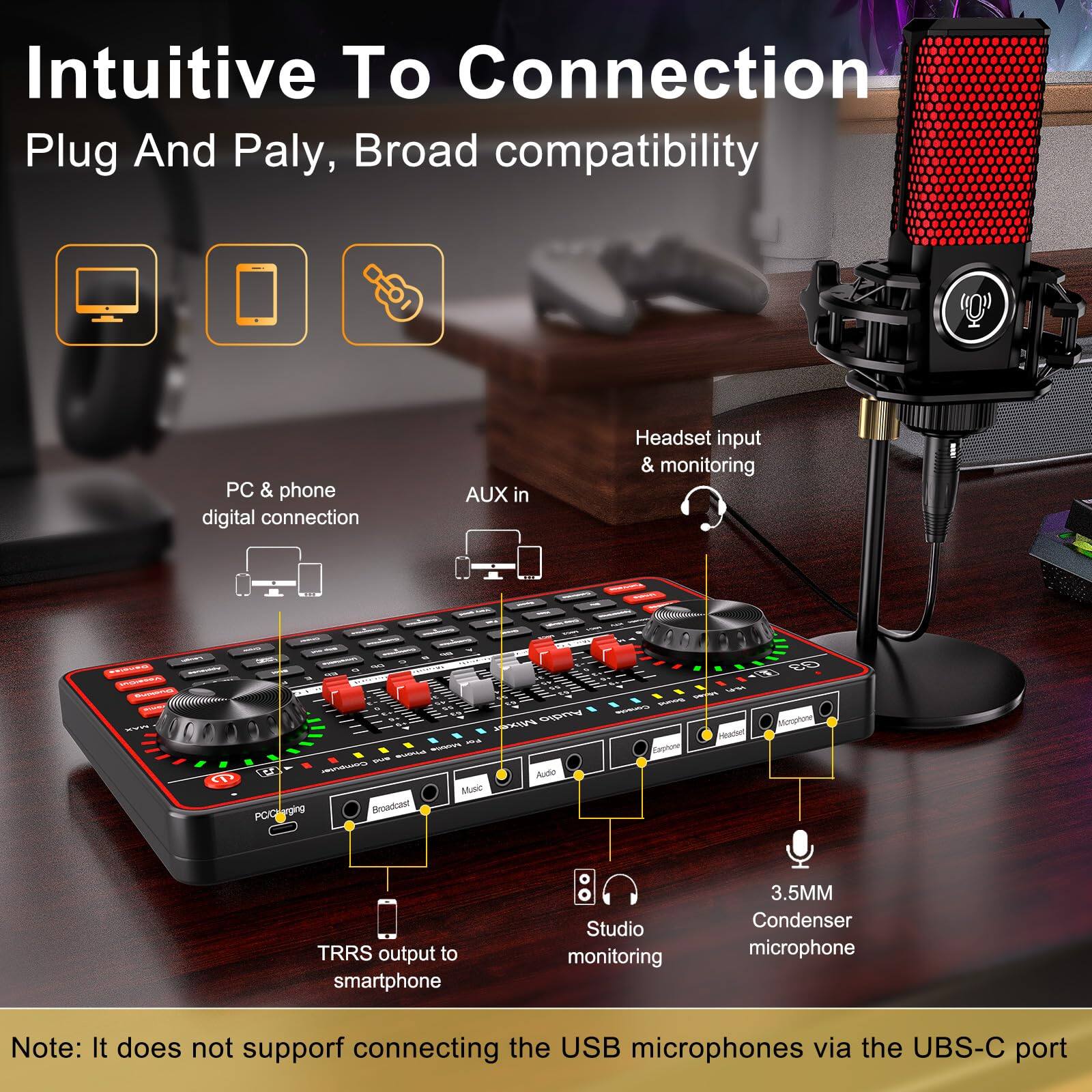 Cedar Assembly G3 Audio Mixer For Podcast Equipment Bundle Live Sound ...