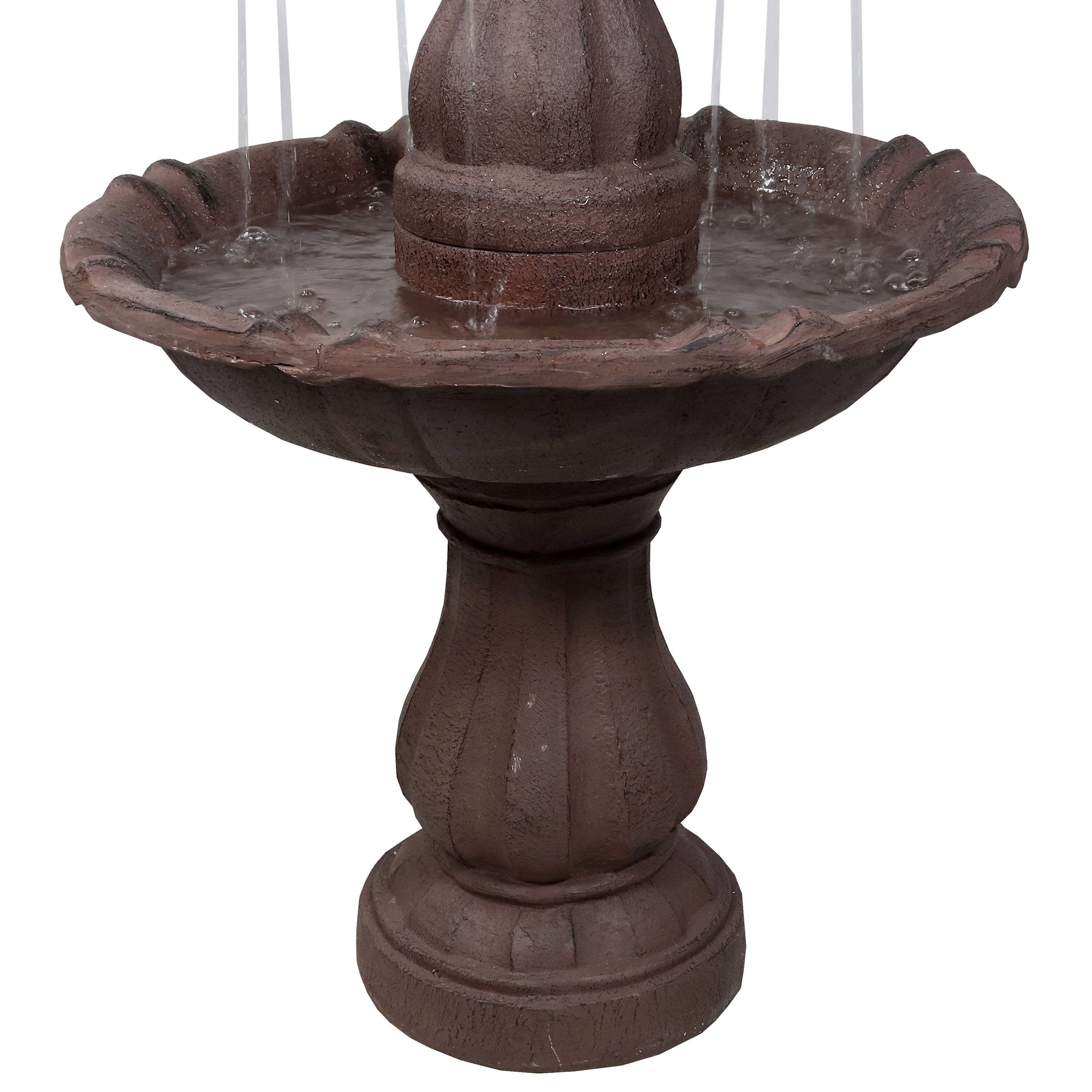Sunnydaze Curved Plinth Polyresin Outdoor 2 Tier Water Fountain Brown ...