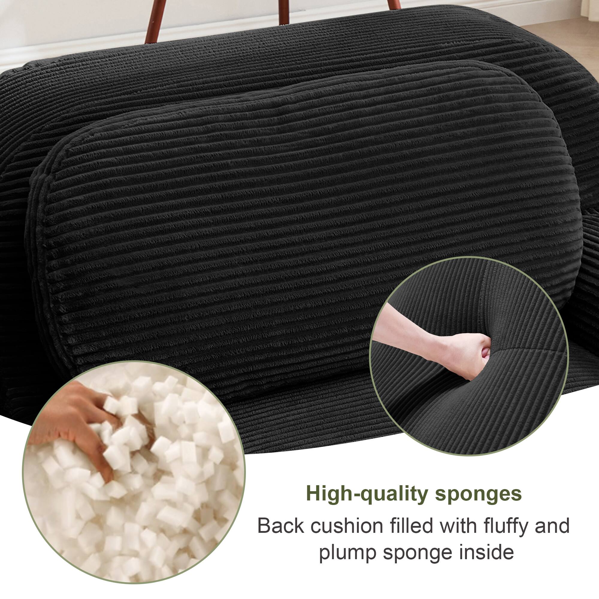 Aukfa 2 seats Modular Corduroy Sectional Sofa with Ergonomic Support ...