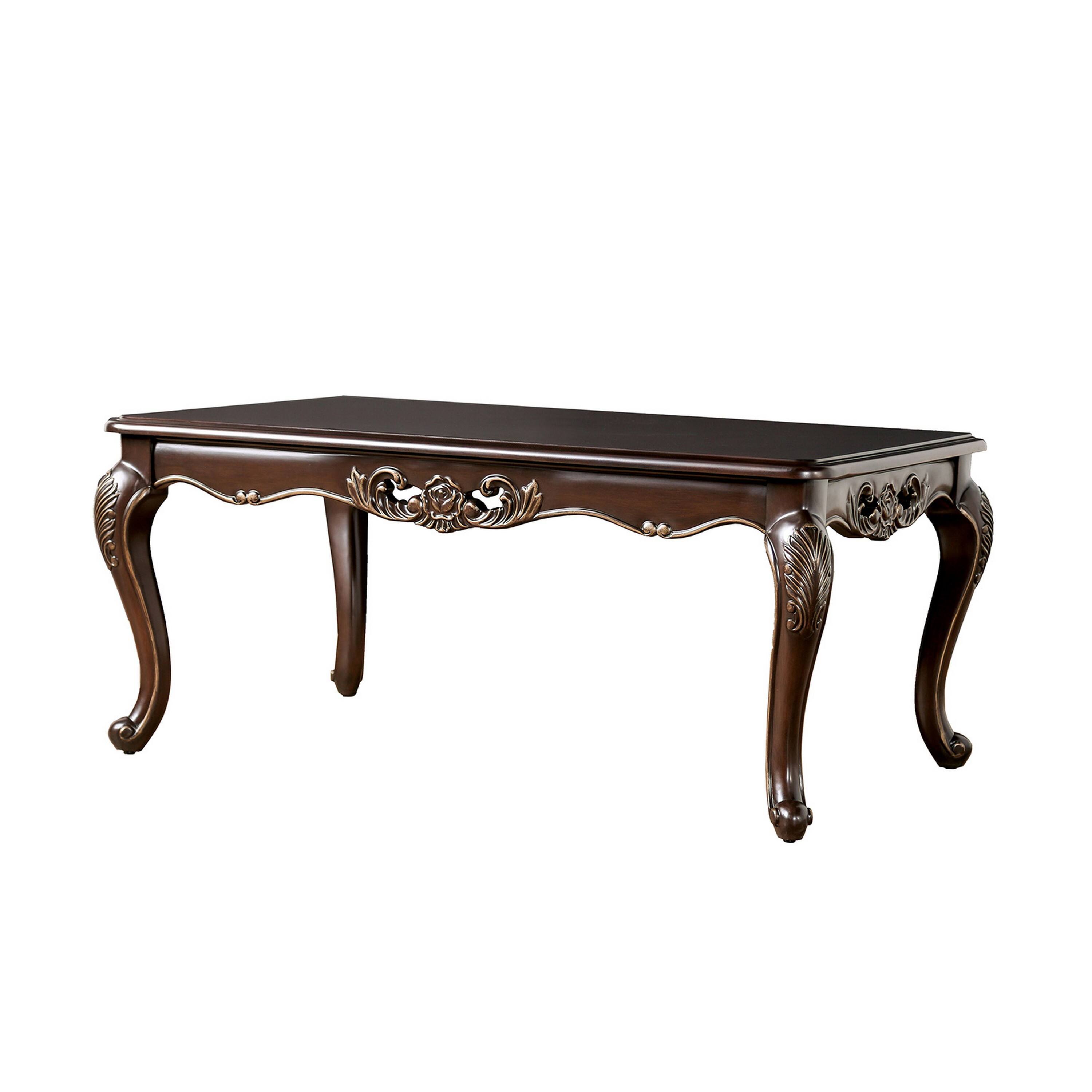 Manhattan Lane Halie Coffee Table, 48 Inch, Classic Cabriole Legs, Dark Brown Solid Wood Java ...