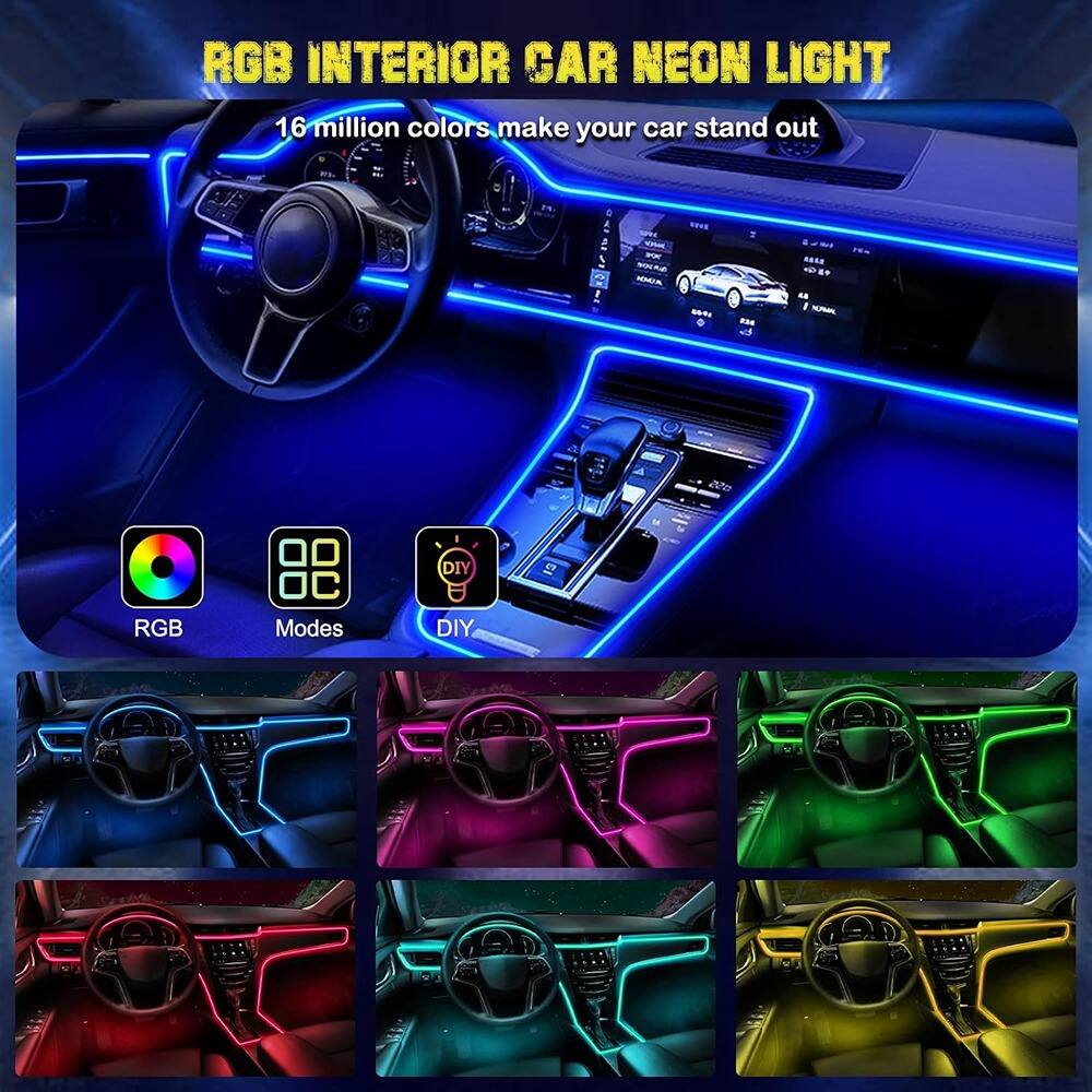PARKER SLATER Car Interior LED Strip Lights, 5 in 1 RGB USB Ambient ...