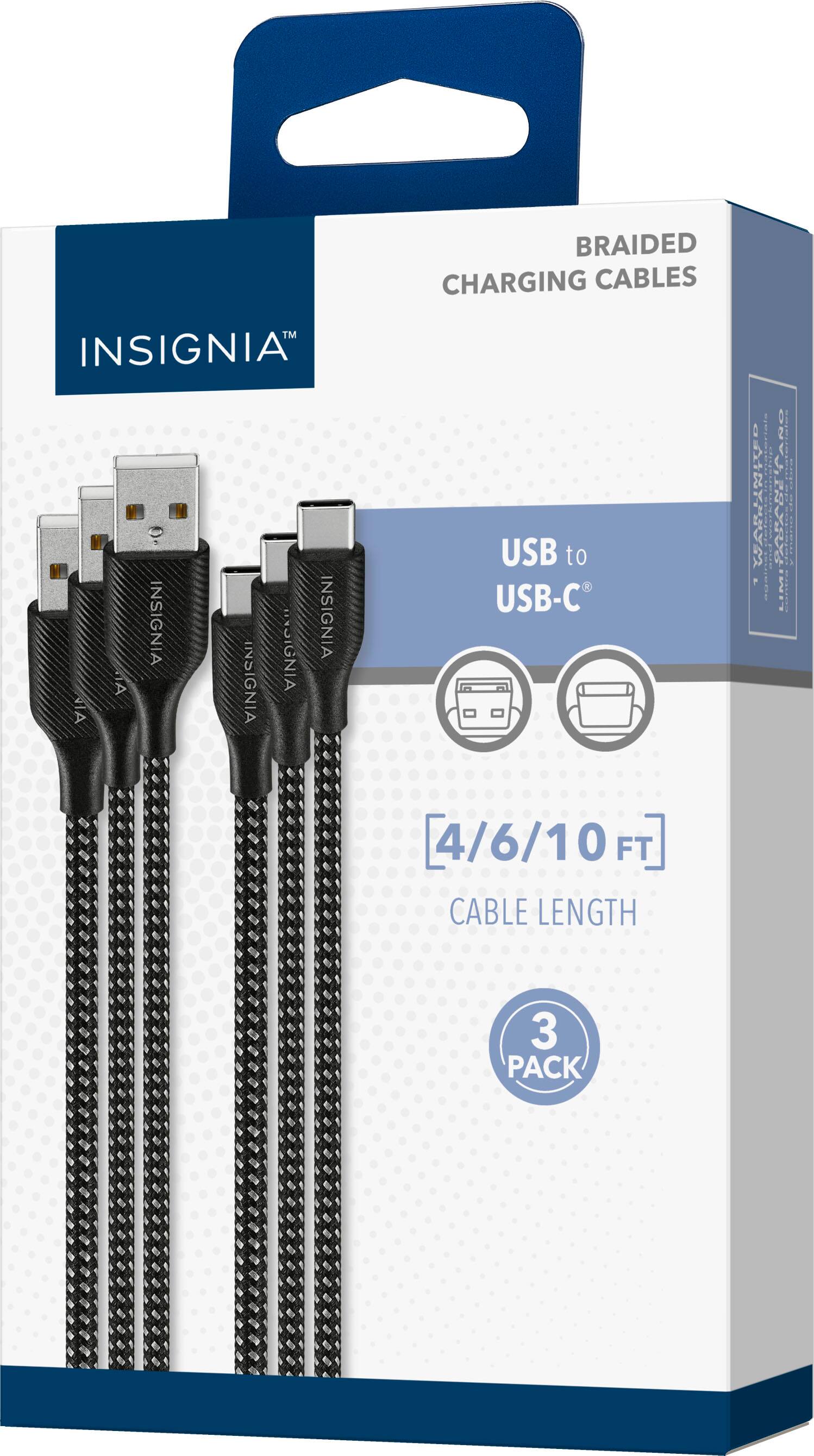 Customer Reviews: Insignia™ 4' / 6' / 10' USB to USB-C Braided Charge ...