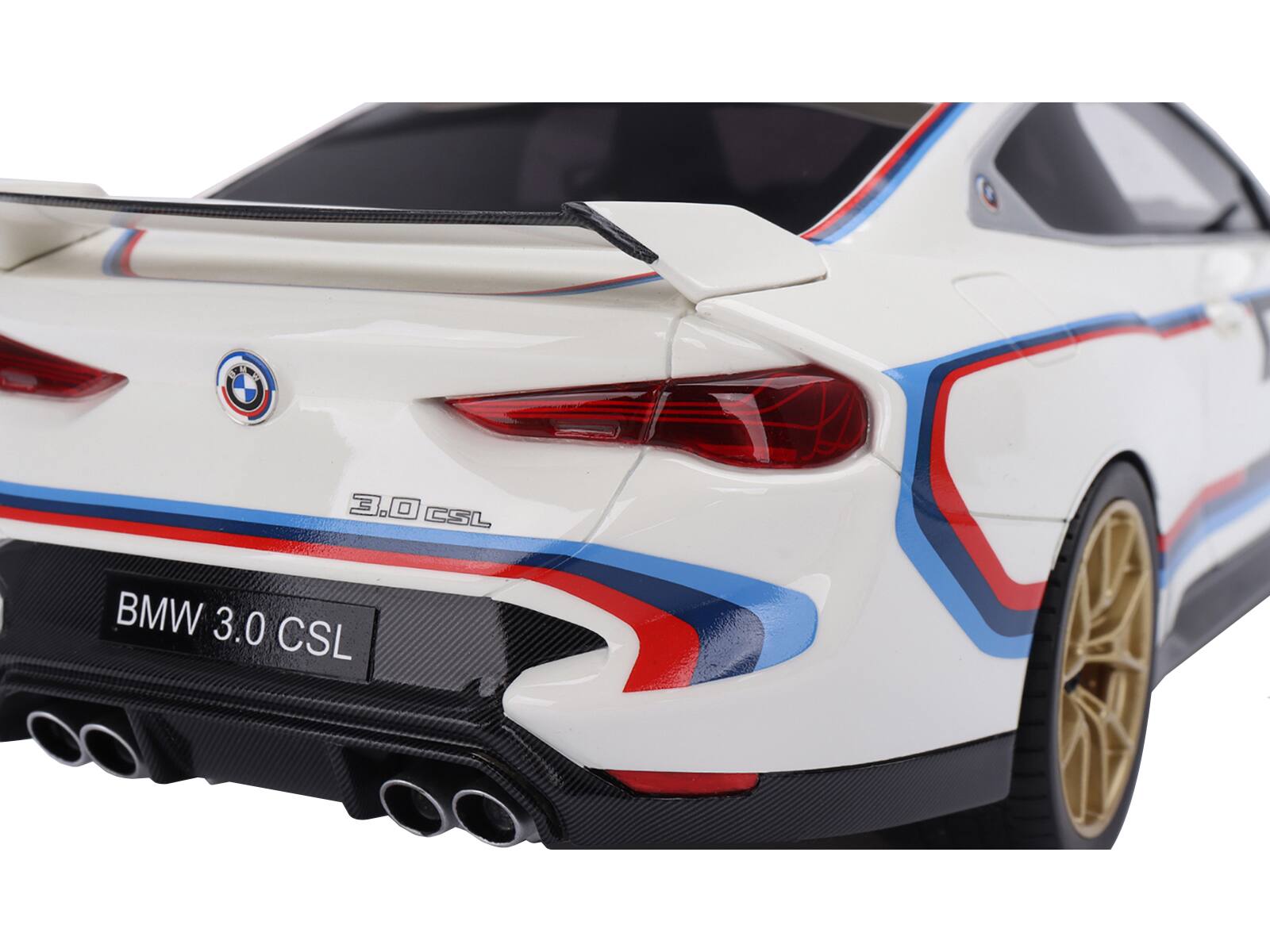 BMW M4 3.0 CSL #50 Stripes 1/18 Model Car by Top Speed White with Blue ...