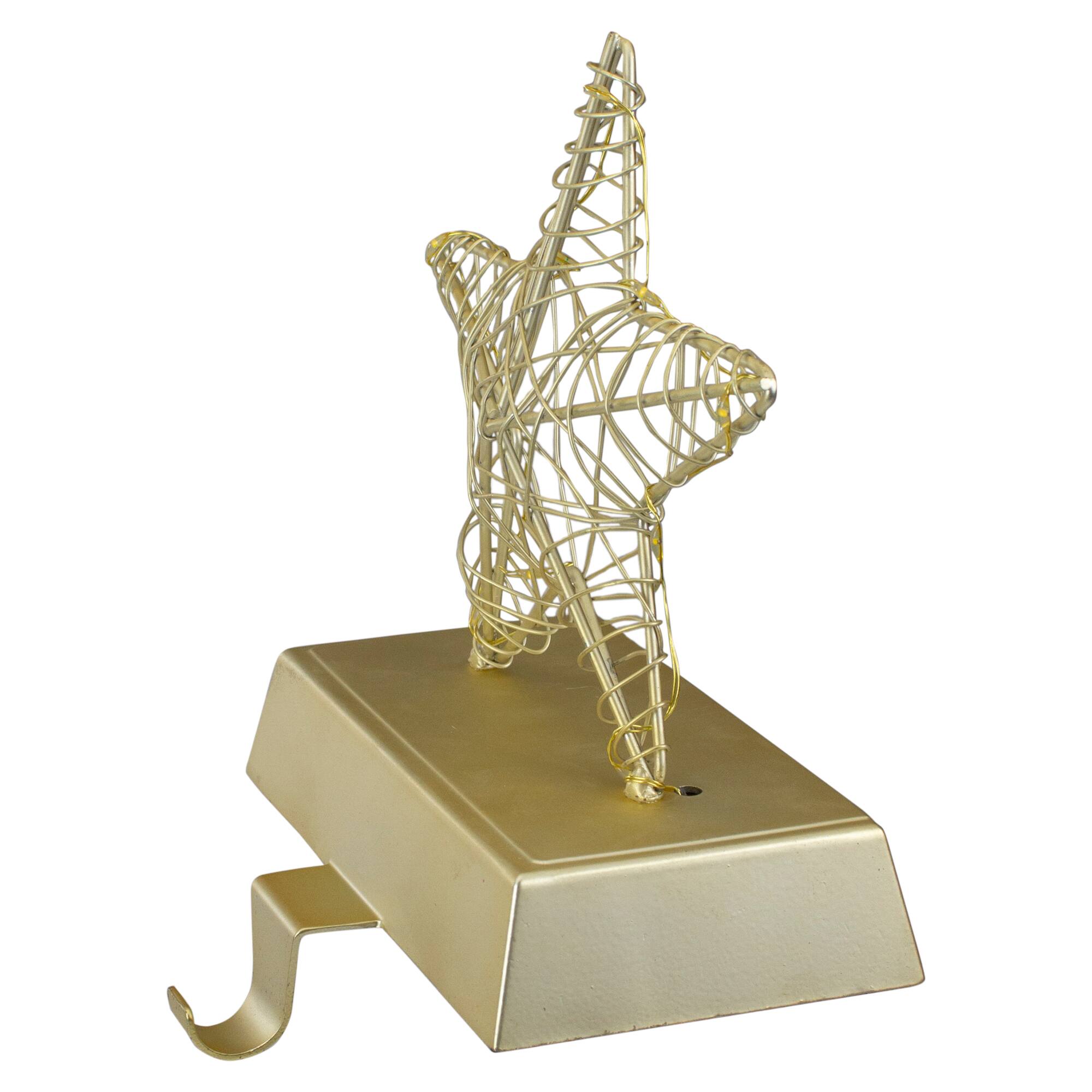 Northlight 7" LED Lighted Wired Star Christmas Stocking Holder Gold ...