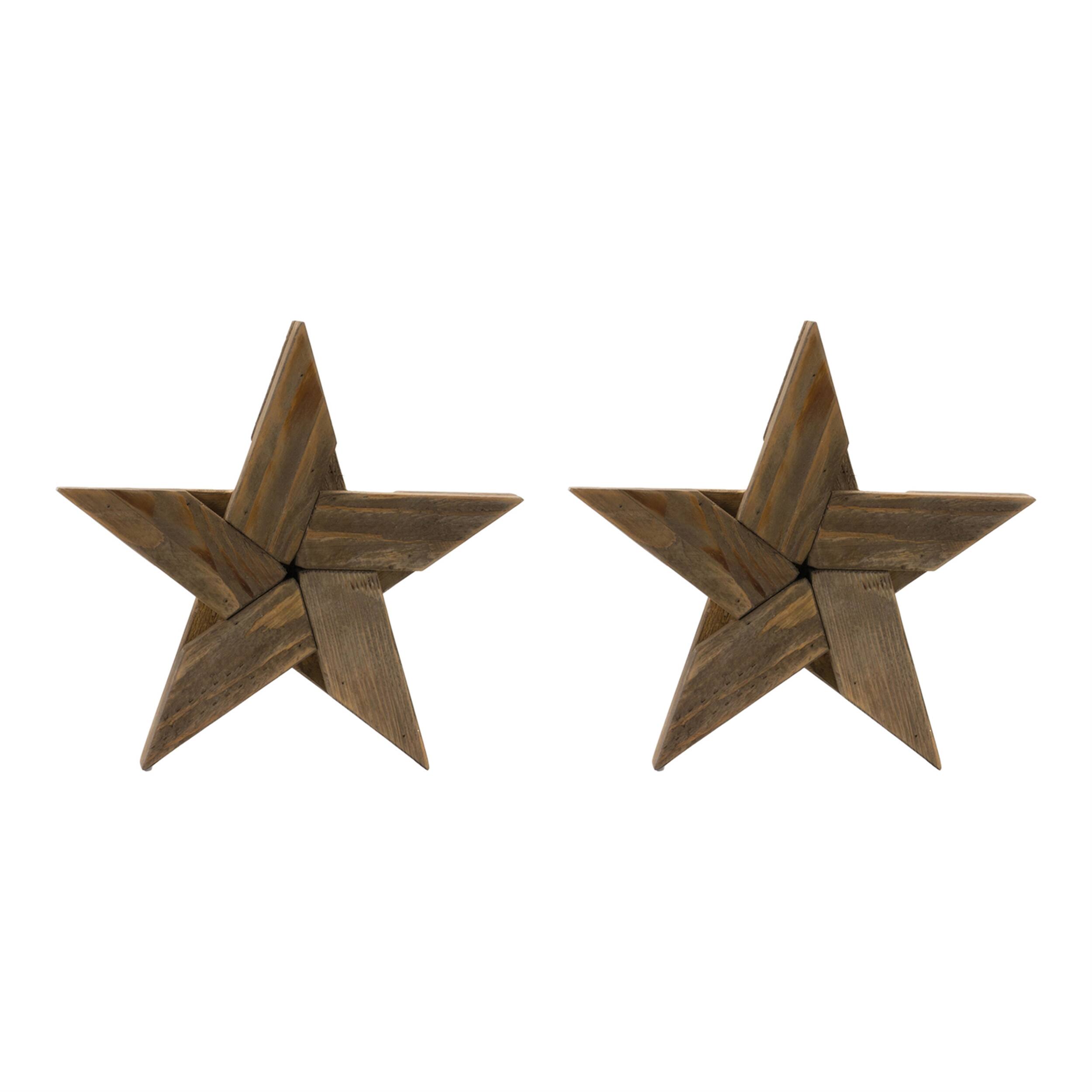 BreeBe Pine Wood Star Decor (Set of 2) Brown 86376DS - Best Buy