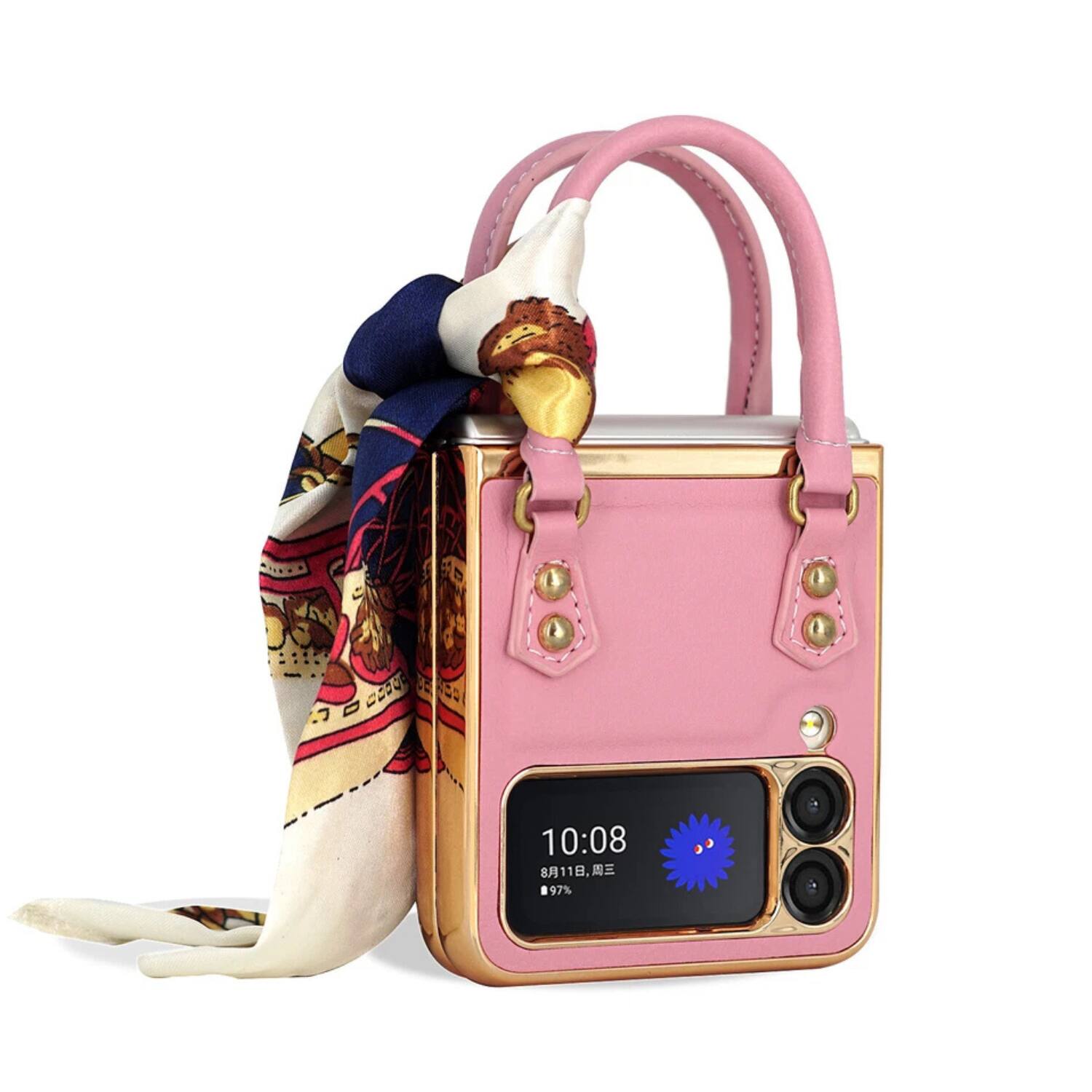 Stock Preferred Portable PU Leather Handle Cover with Cute Kickstand ...