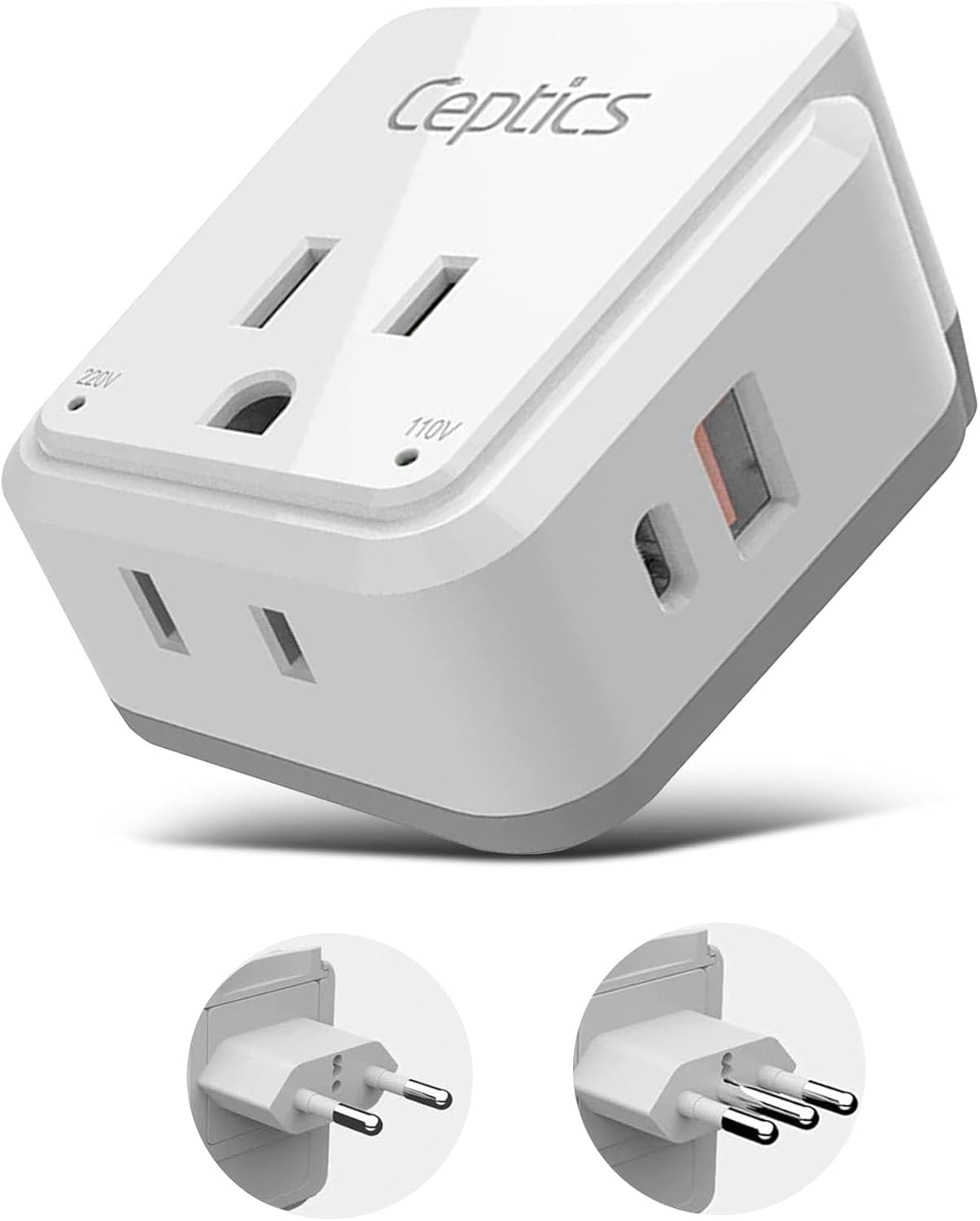 Ceptics Italy & Chile Travel Plug Adapter Set – 20W PD & 18W QC, USB A ...